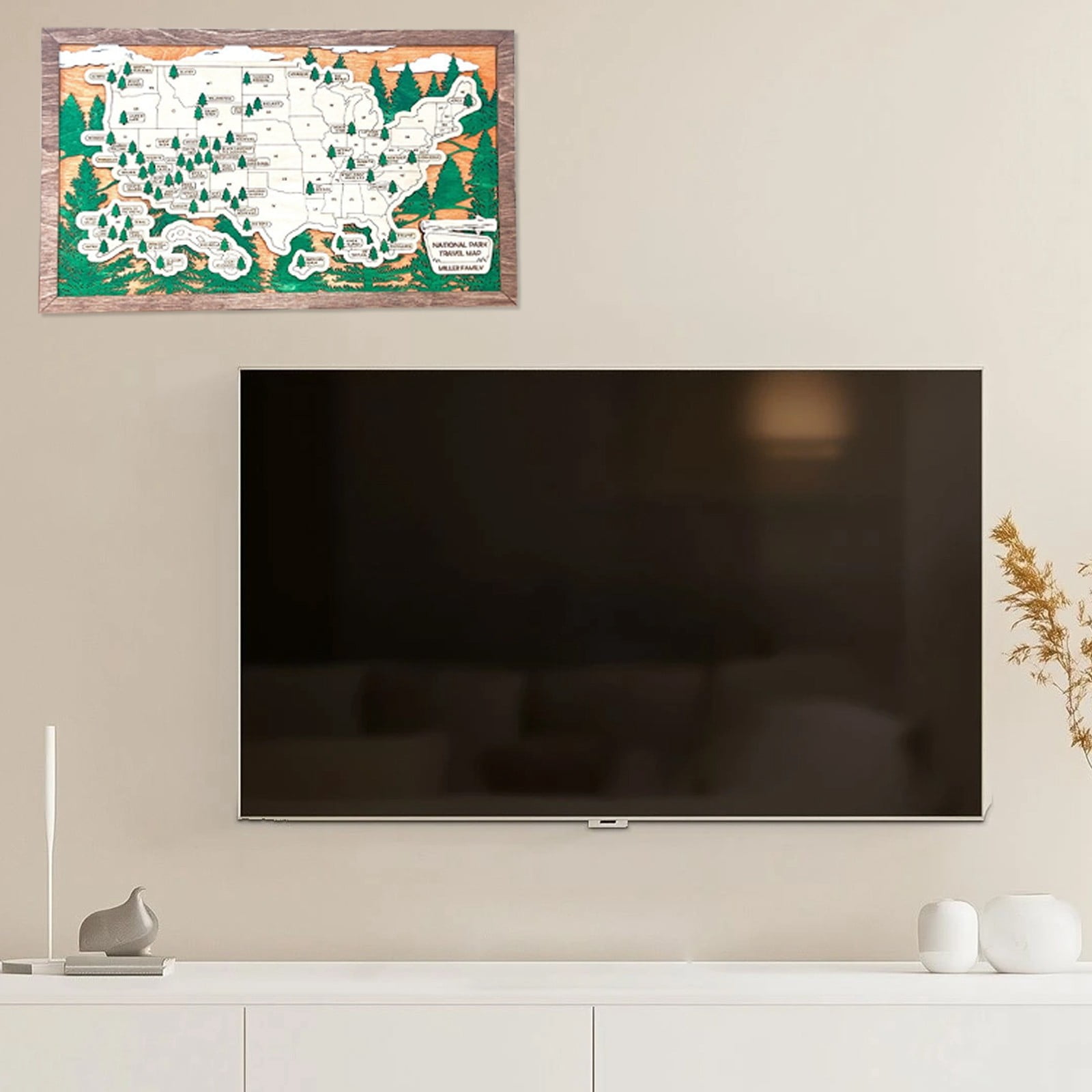 Wooden National Parks Travel Map for Wall Hanging Indoor Adventure Record and Home Decorative ...