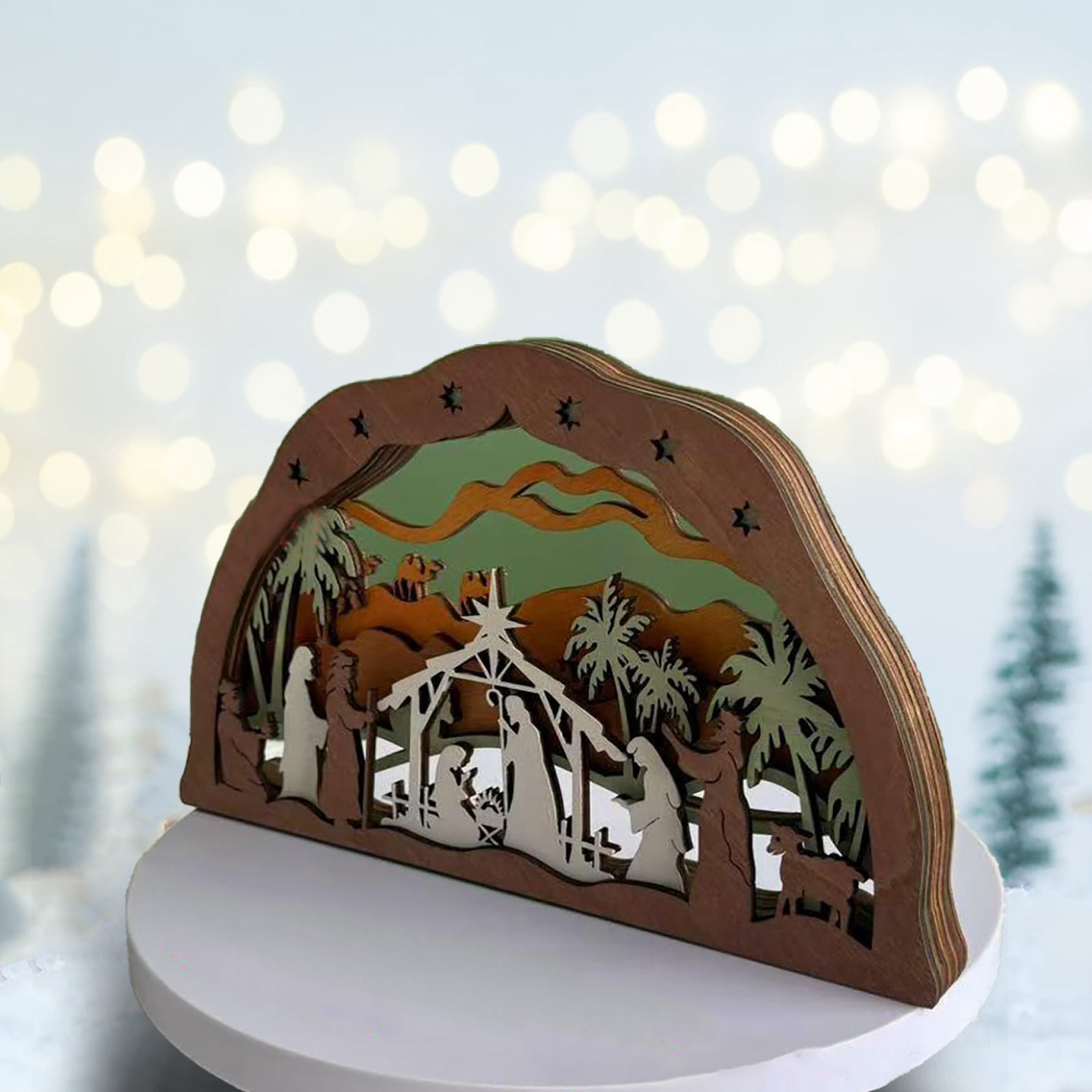 Wooden Nativity, 1Pc Christmas Nativity Scene Miniature Holy Family ...