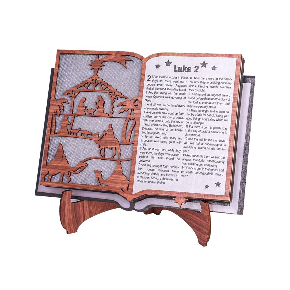 Wooden Nativity Scene Book Display with Light,Nativity Sets for ...