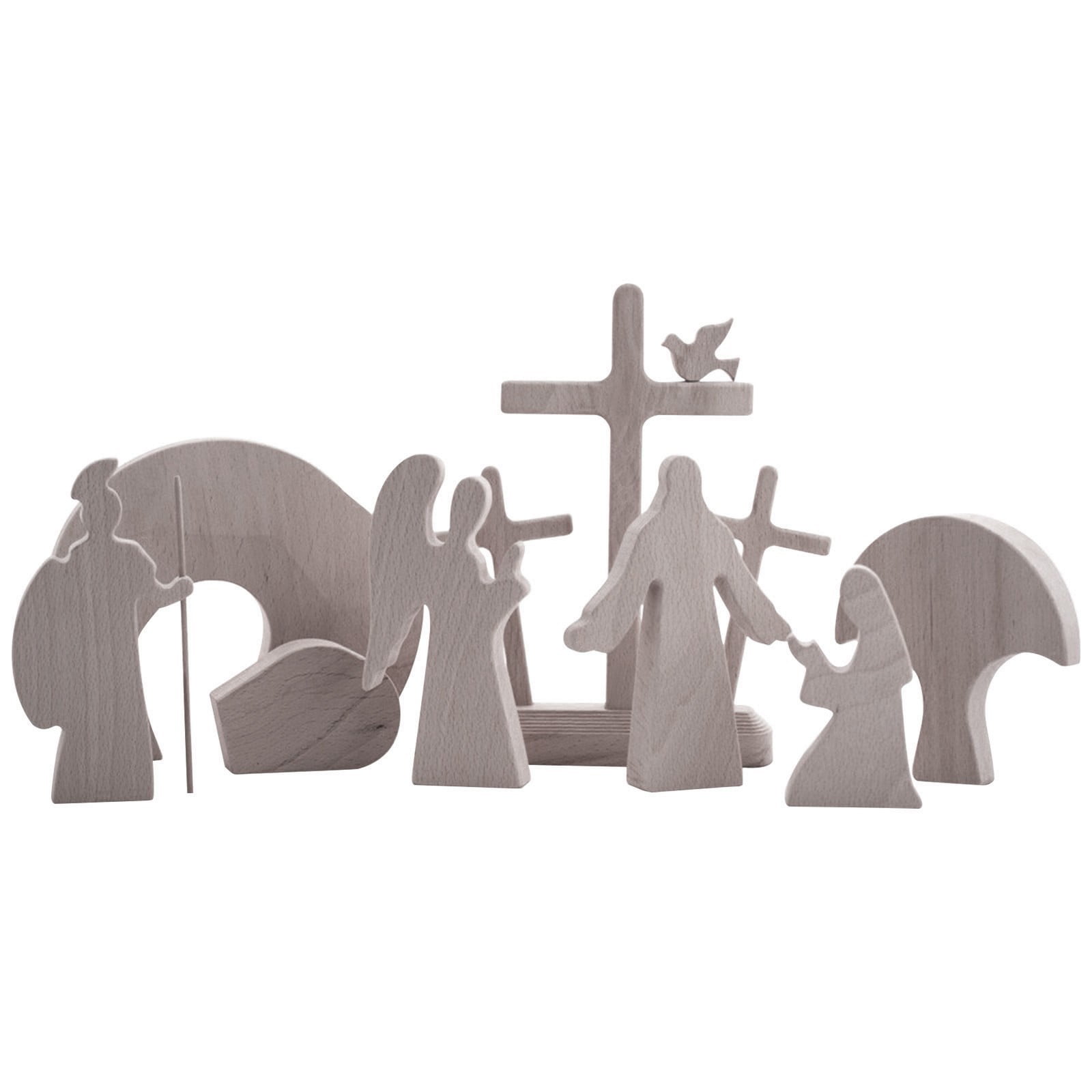 Wooden Nativity Set Wooden Manger Creche Nativity Scene Educating Wedd ...