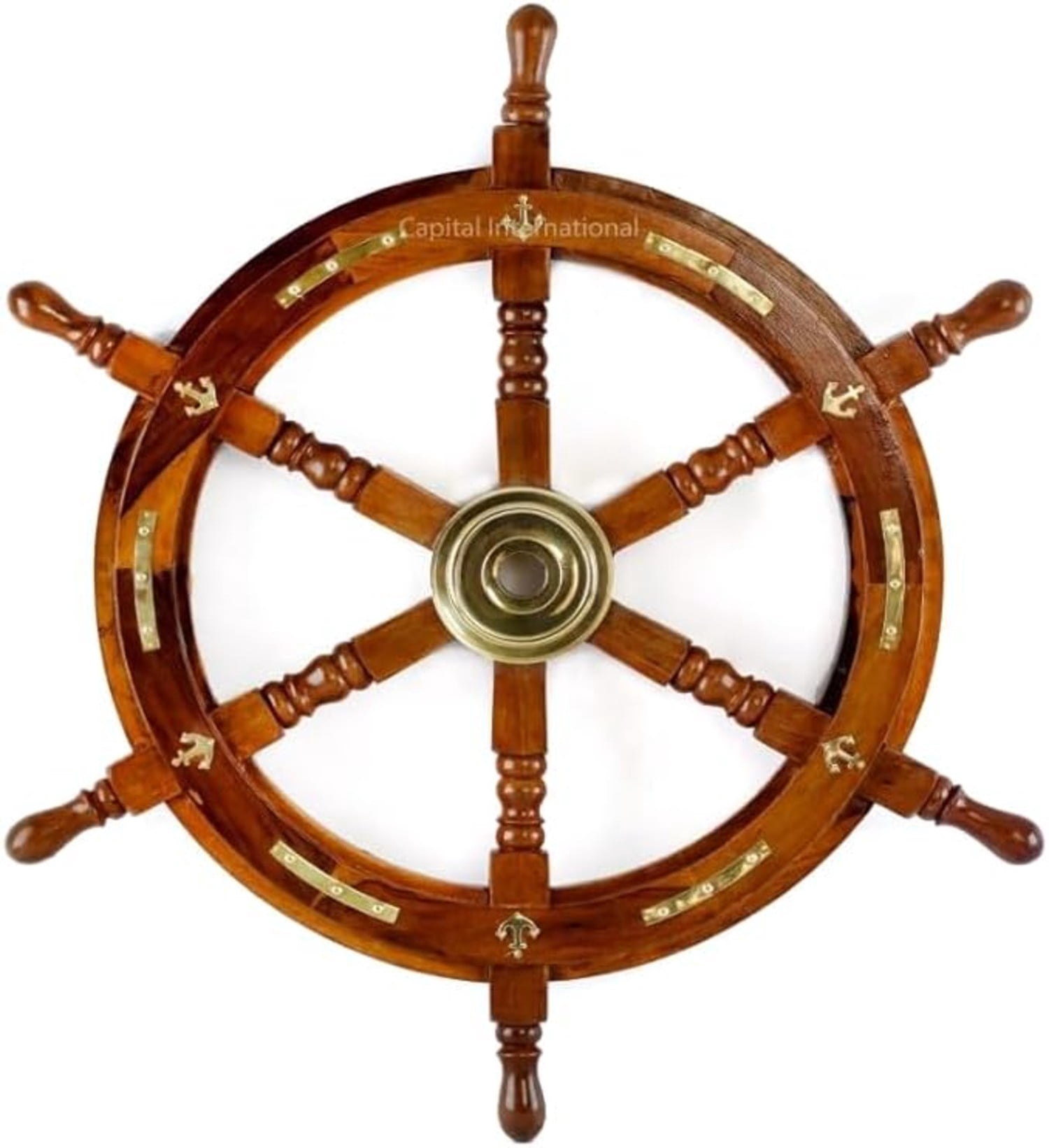 Wooden Nautical Ship Steering Wheel | Ships Wheel | Captains Boat Wheel ...