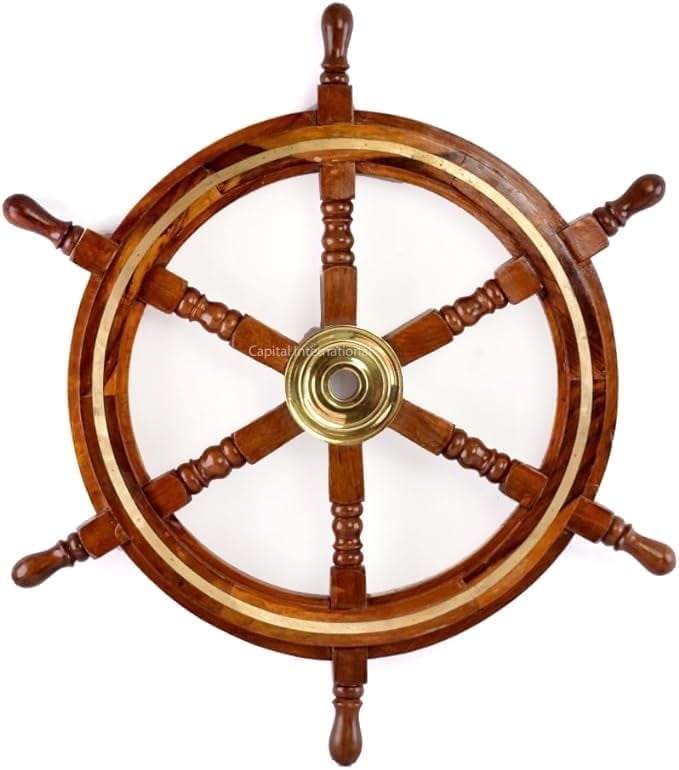 Wooden Nautical Ship Steering Wheel | Ships Wheel | Captains Boat Wheel ...