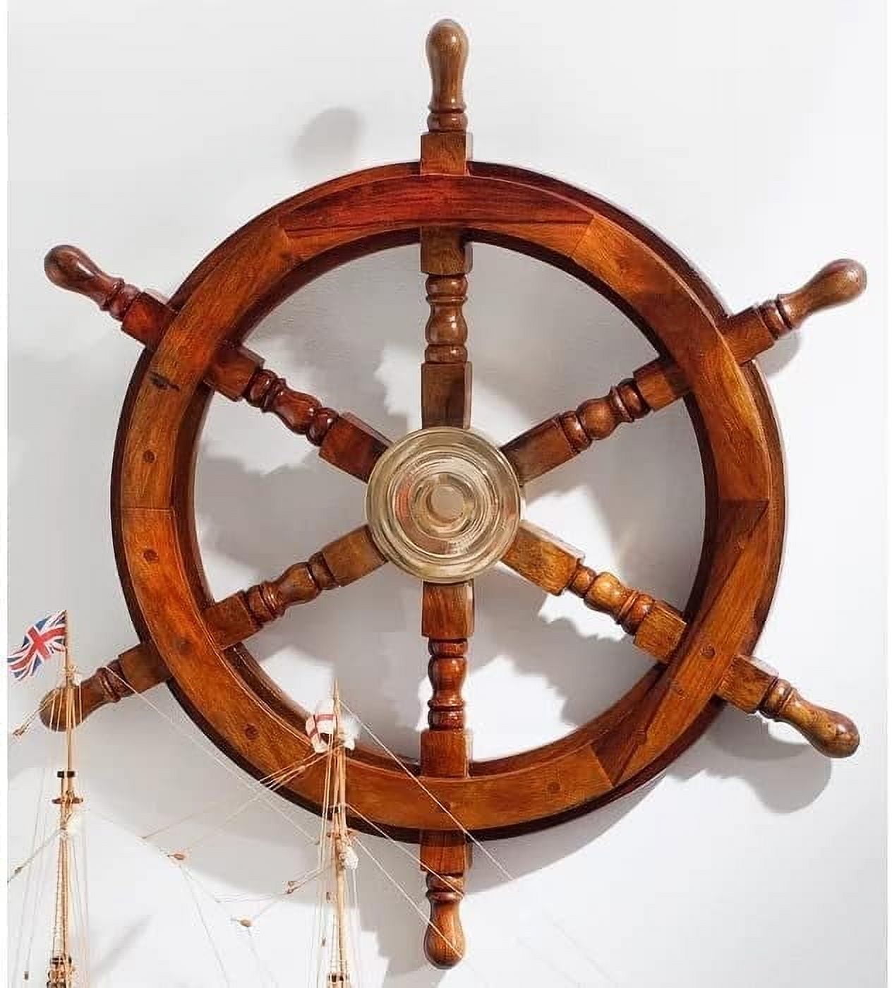Home Dress Wooden Ships Wheel Art Deco Wooden Nautical Ship Steering ...