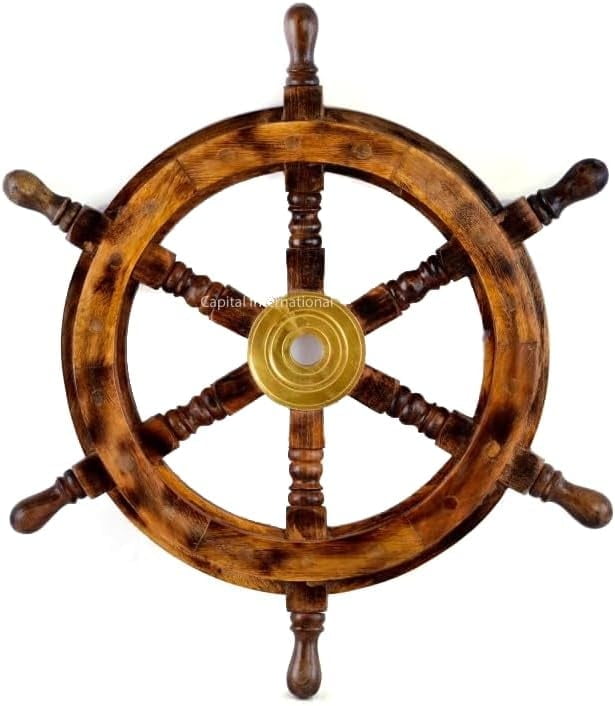 Wooden Nautical Ship Steering Wheel | Ships Wheel | Captains Boat Wheel ...
