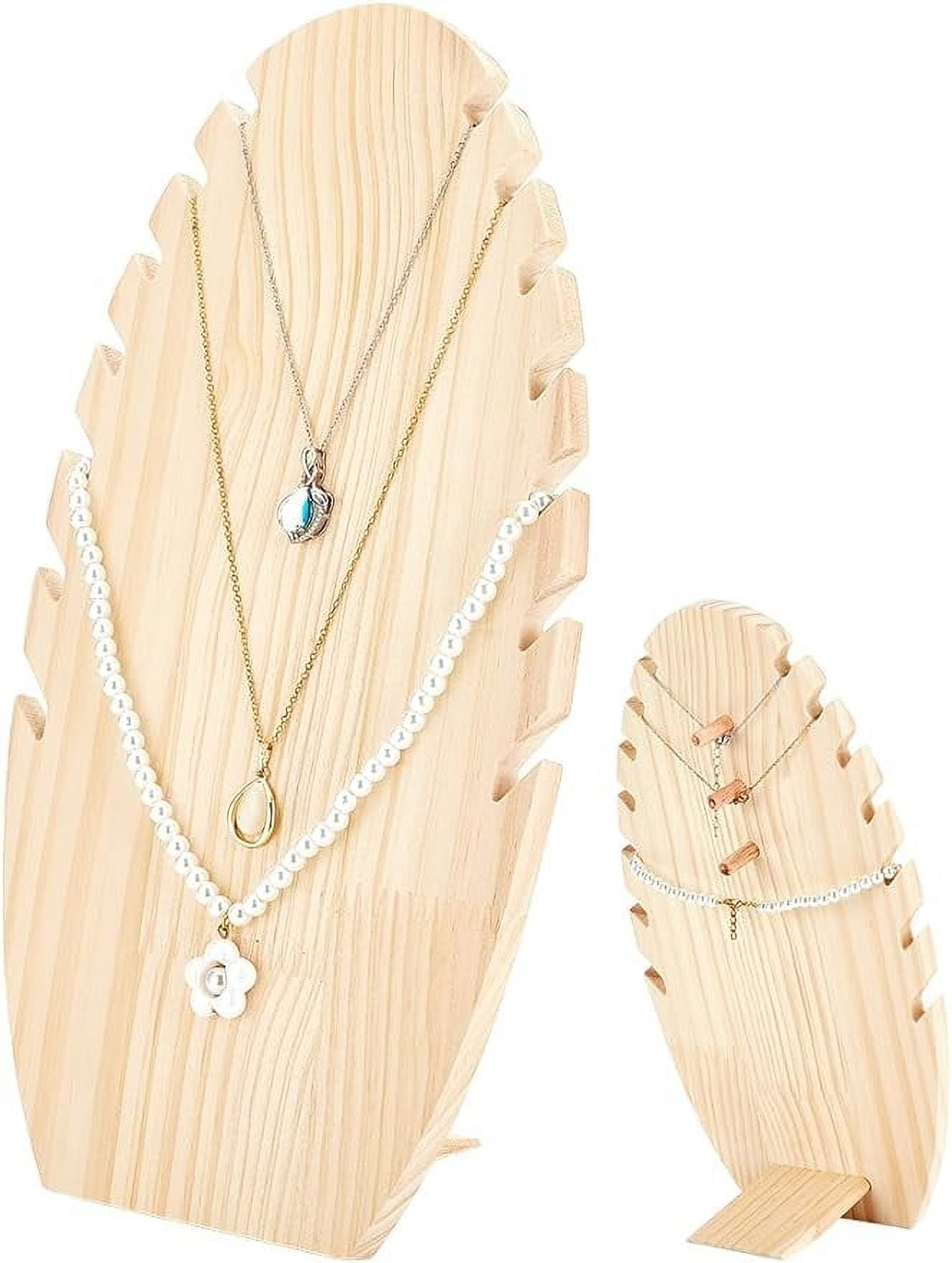 Wooden Necklace Display Stand 5 Slots Jewelry Holder Chain Organizer ...