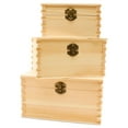Wooden Nested Boxes with Hinged Lids, 5 Sets of 3 Unfinished Wood ...