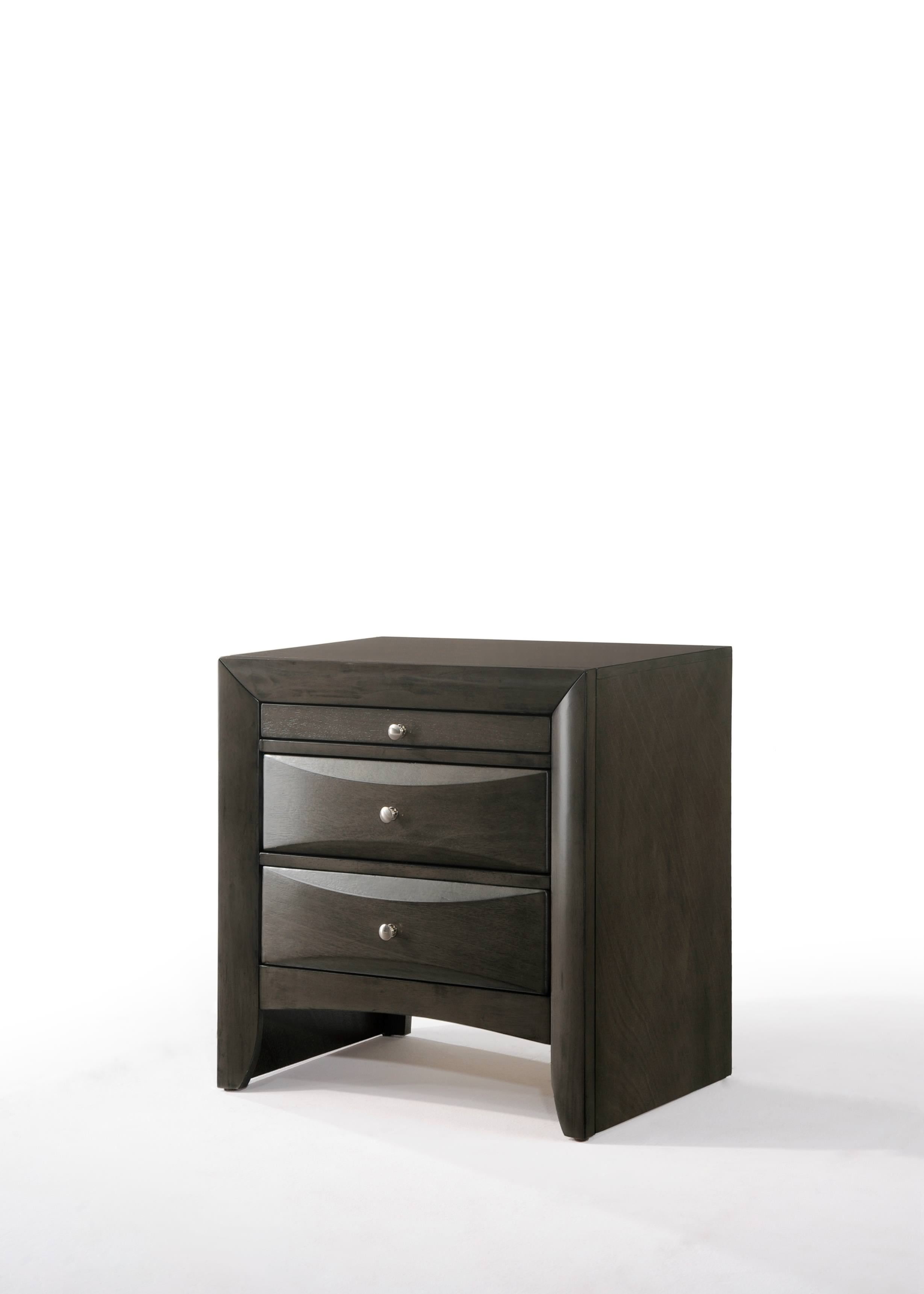 Wooden Nightstand with Bevel Drawer Front, Gray- Saltoro Sherpi ...
