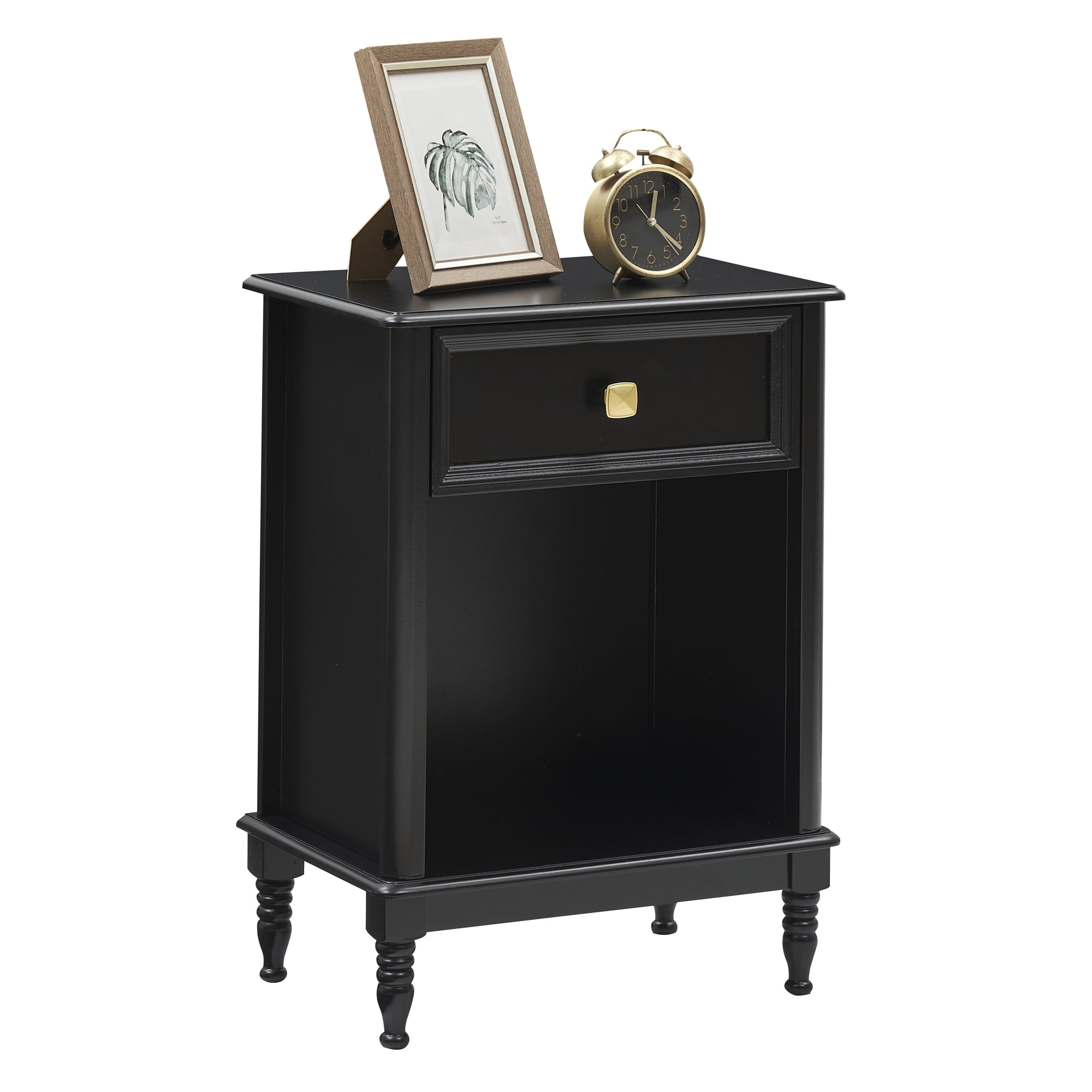 Wooden Nightstand with Drawer and Storage Shelf, End Table Bedside ...
