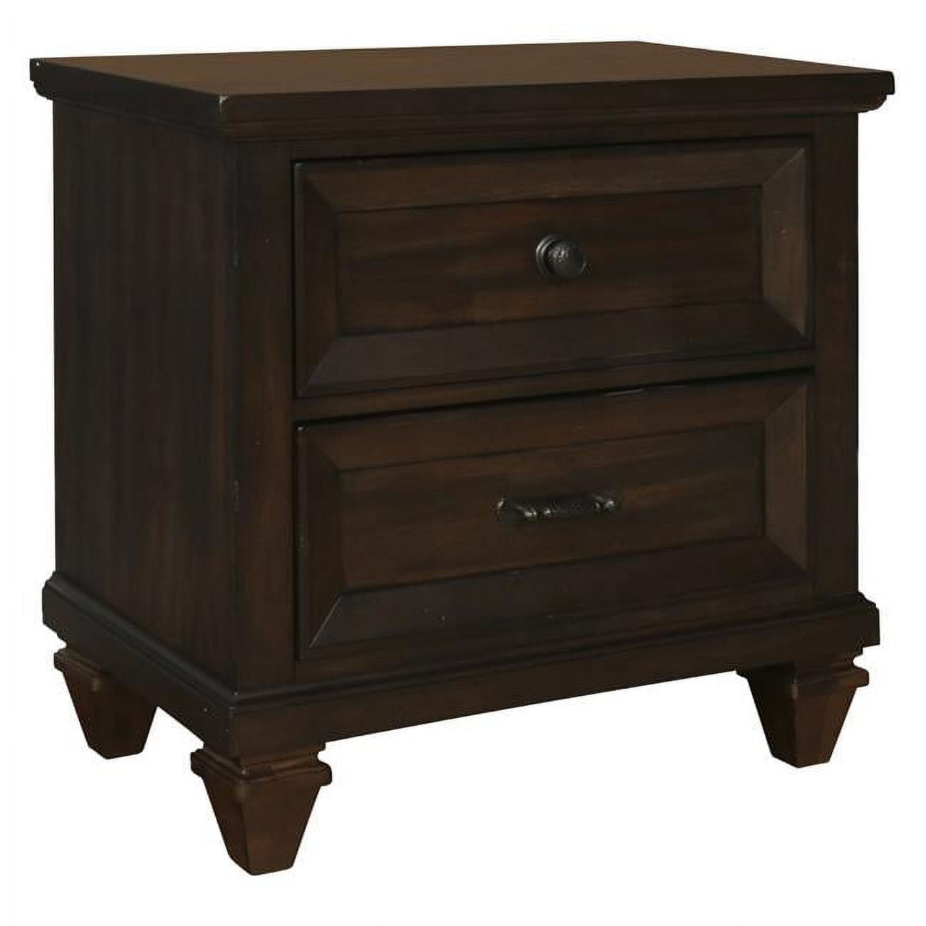 Wooden Nightstand with Tapered Block Legs & Natural Grain Texture ...