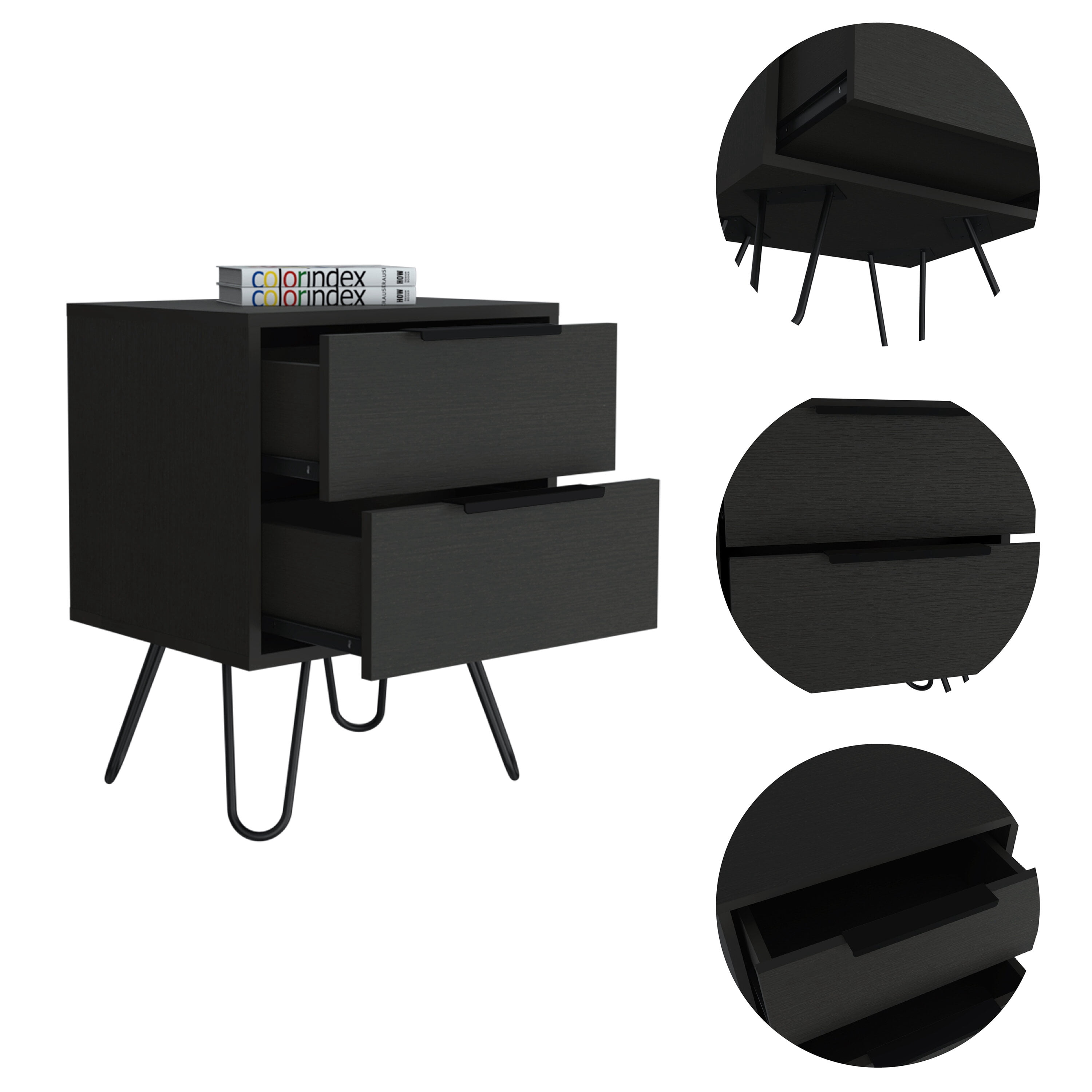 Wooden Nightstands, Wenge 2-Drawer Rectangle Nightstand, Wenge Bedside ...