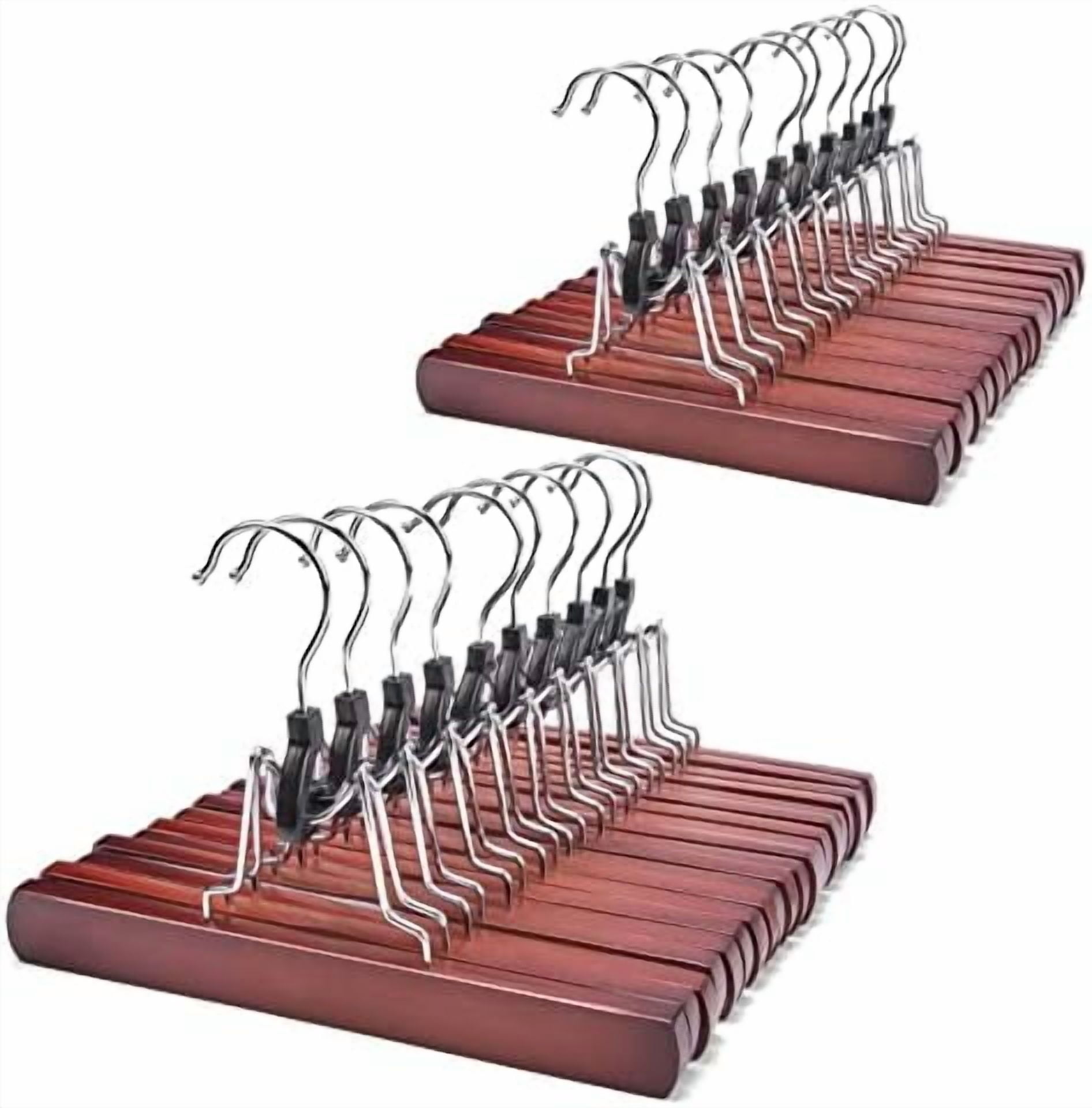 Wooden Non-Slip Pants Skirt Hangers - Smooth Finish Solid Wood Jeans ...