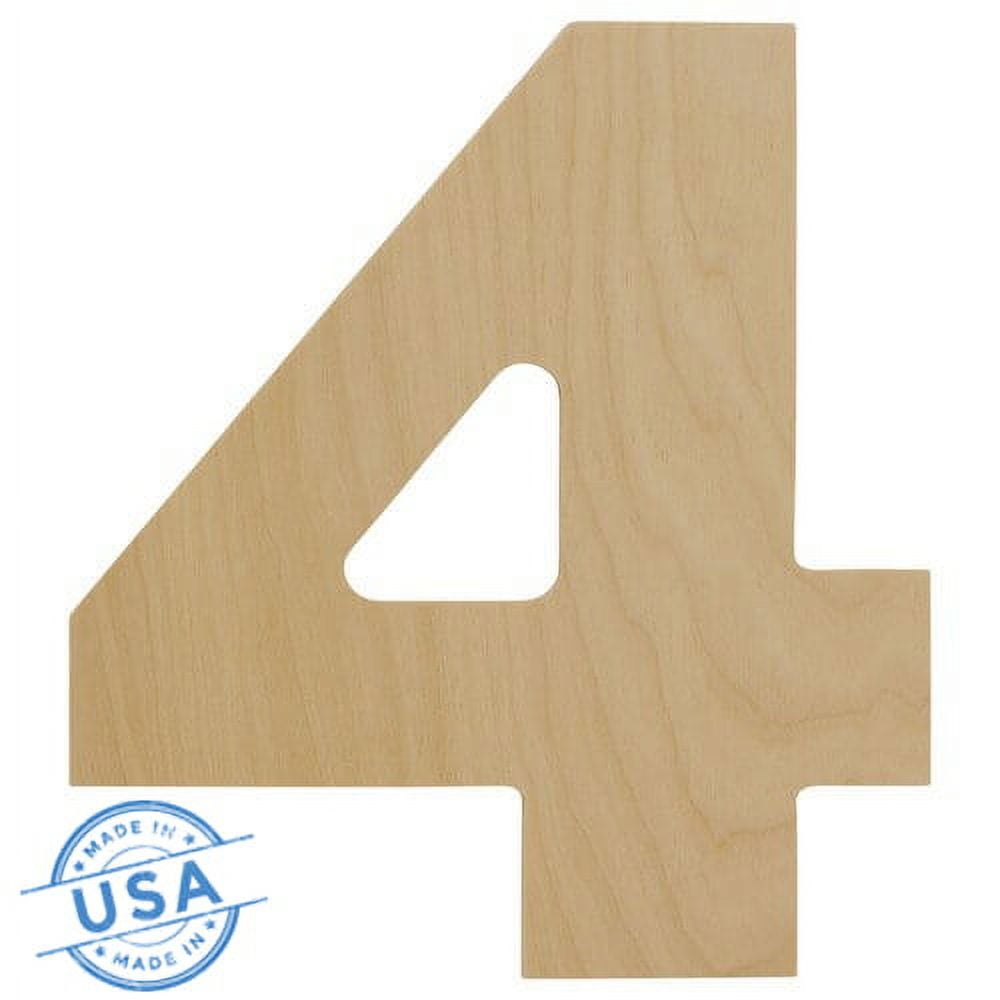 Wooden Number 4 Cutouts 8", Pack of 5 Wooden Numbers for Wall Decor ...