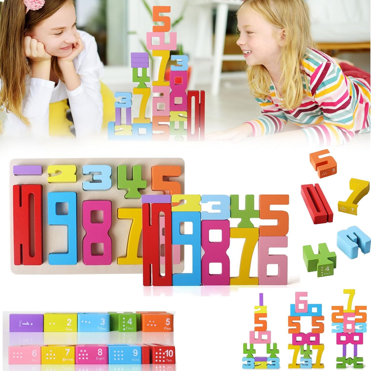 Wooden Number Building Block, Number Blocks Toys for Kids, Inspired ...