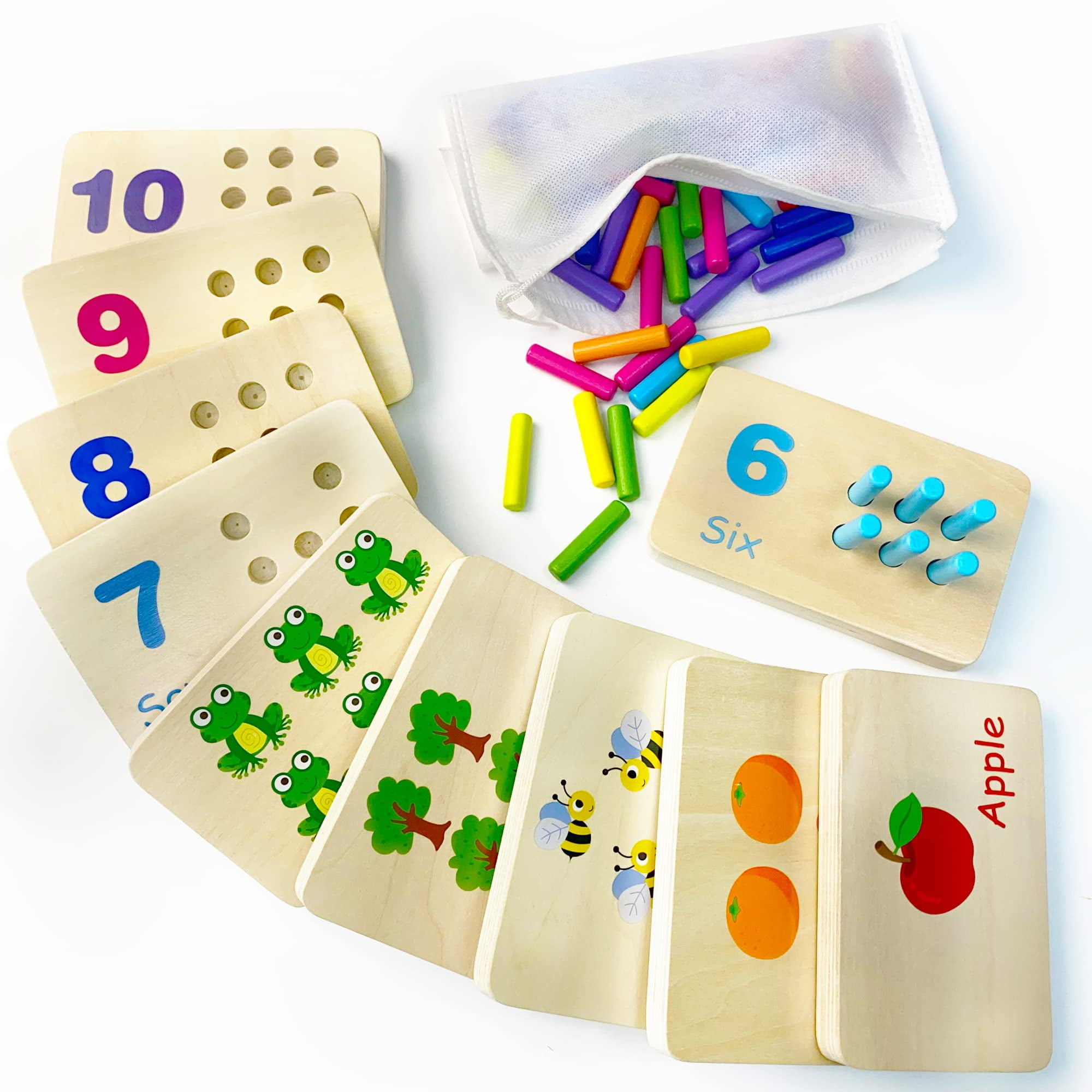Wooden Number Counting Peg DHF10 Board, Montessori Kids Math Montessori ...