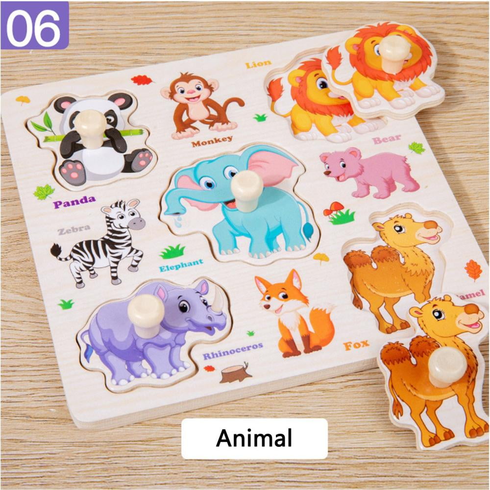 Wooden Number Letter Puzzle Early Learning Grasp Board Matching ...