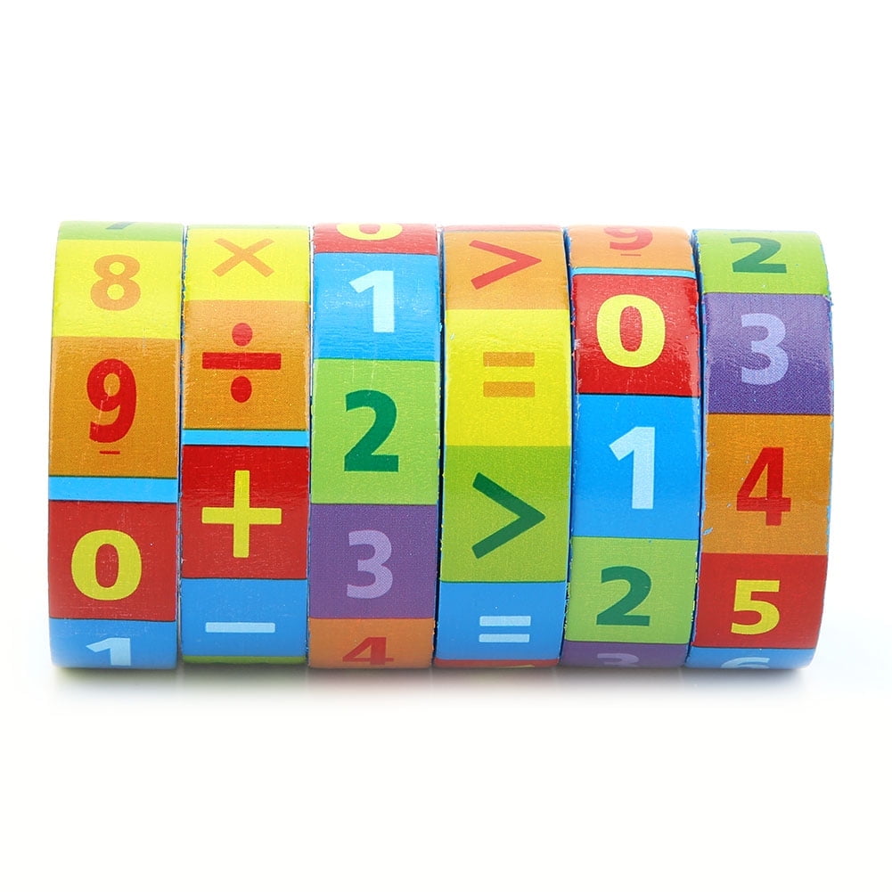 Wooden Number Puzzle Toy Educational Digital Math Counting Cylindrical ...