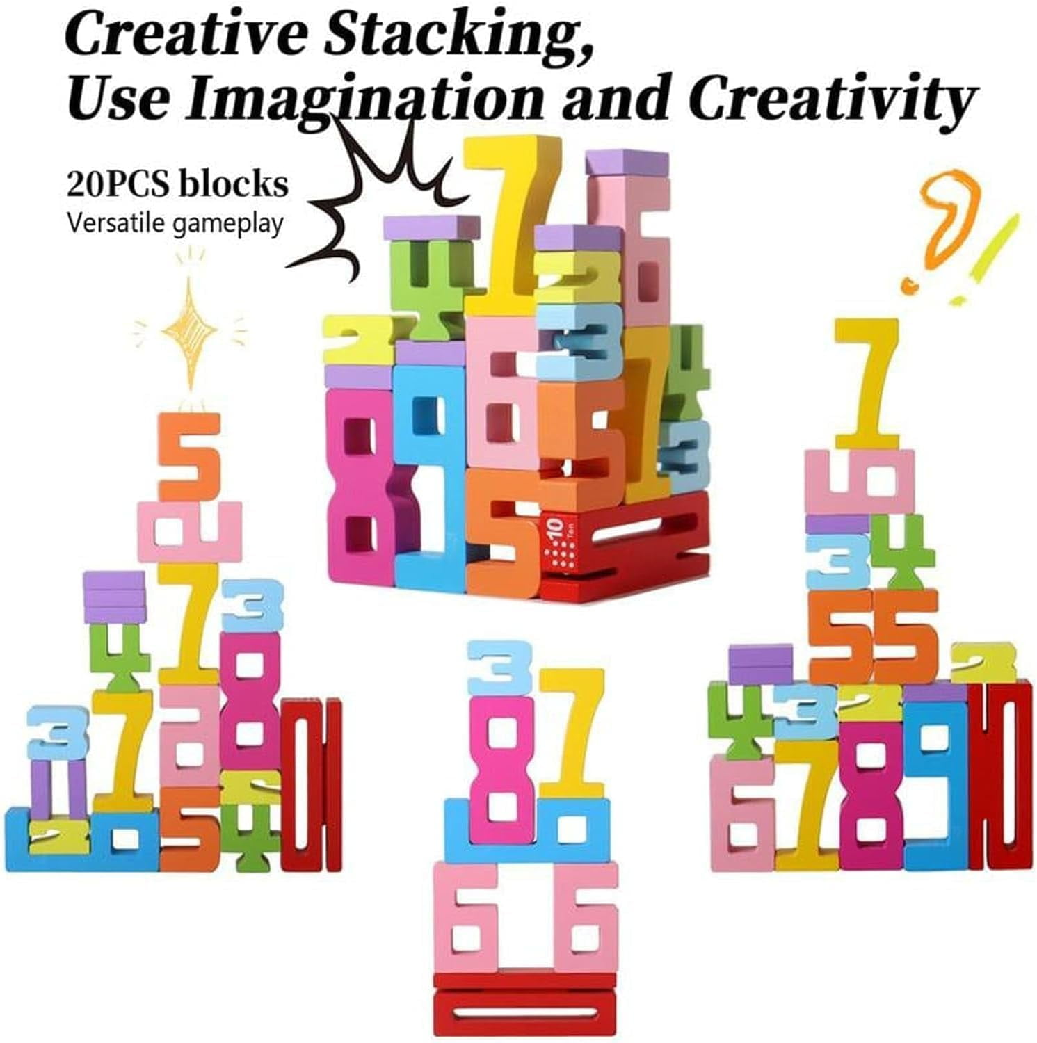 Wooden Numberblocks Toys,30 Pcs Number Blocks Toys for Kids,Large ...