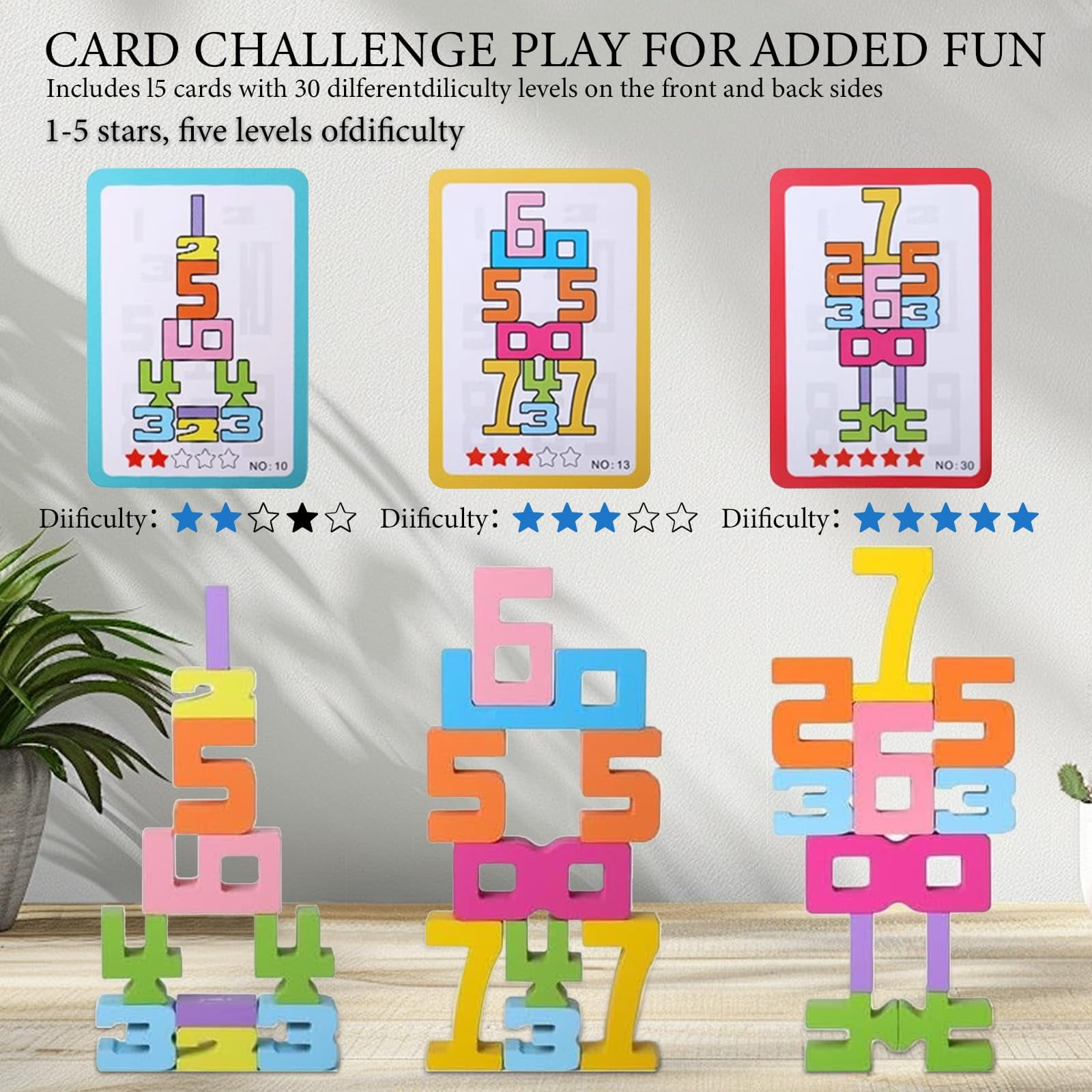 Balance Game Wooden Blocks Wooden Number Blocks For Kids | 20-Piece ...