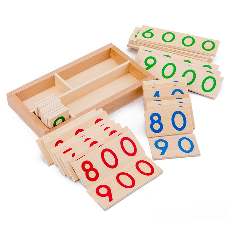 Wooden Numbers Card 1-9000 Montessori Learning Card Math Teaching Aids ...