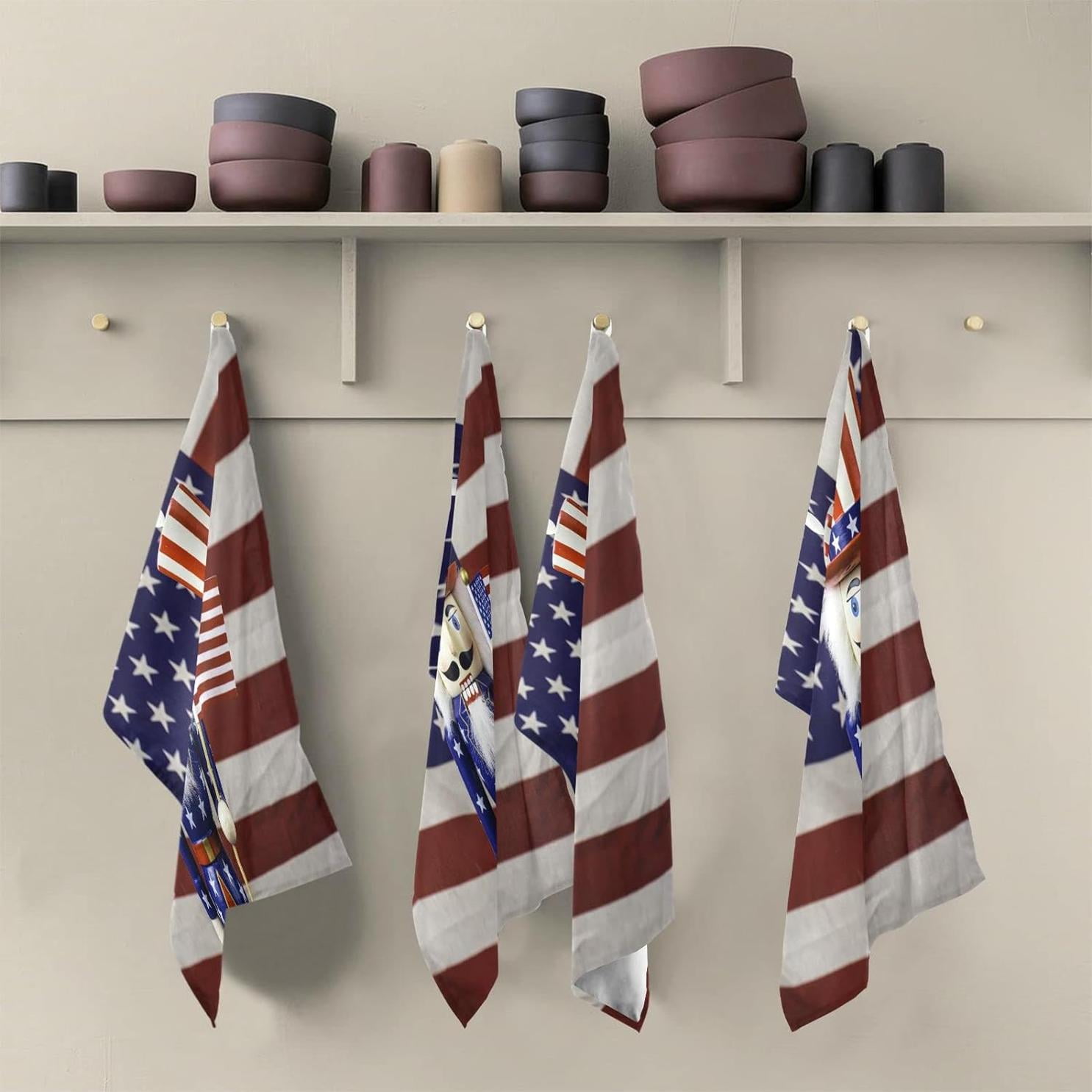 Wooden Nutcracker Figurine Dressed As Uncle Sam Holding American Flag ...