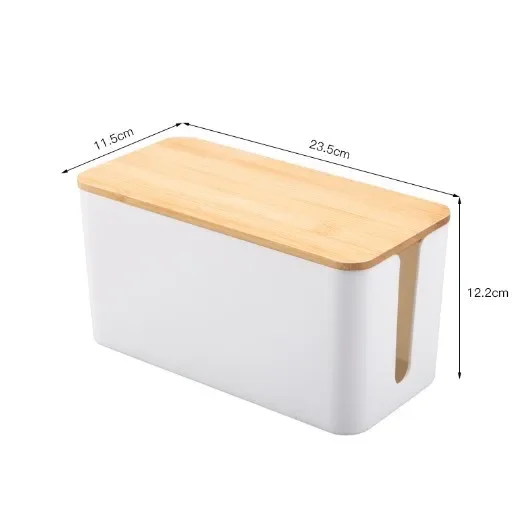 Wooden Office Cable Storage Box Power Line Wire Management Organizer ...