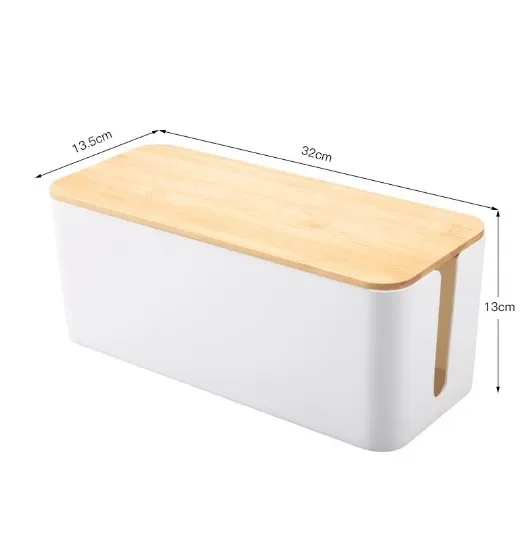 Wooden Office Cable Storage Box Power Line Wire Management Organizer ...
