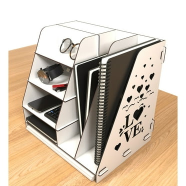 Kate and Laurel Briggs Mid-Century Wood Monitor Stand Desktop Organizer ...