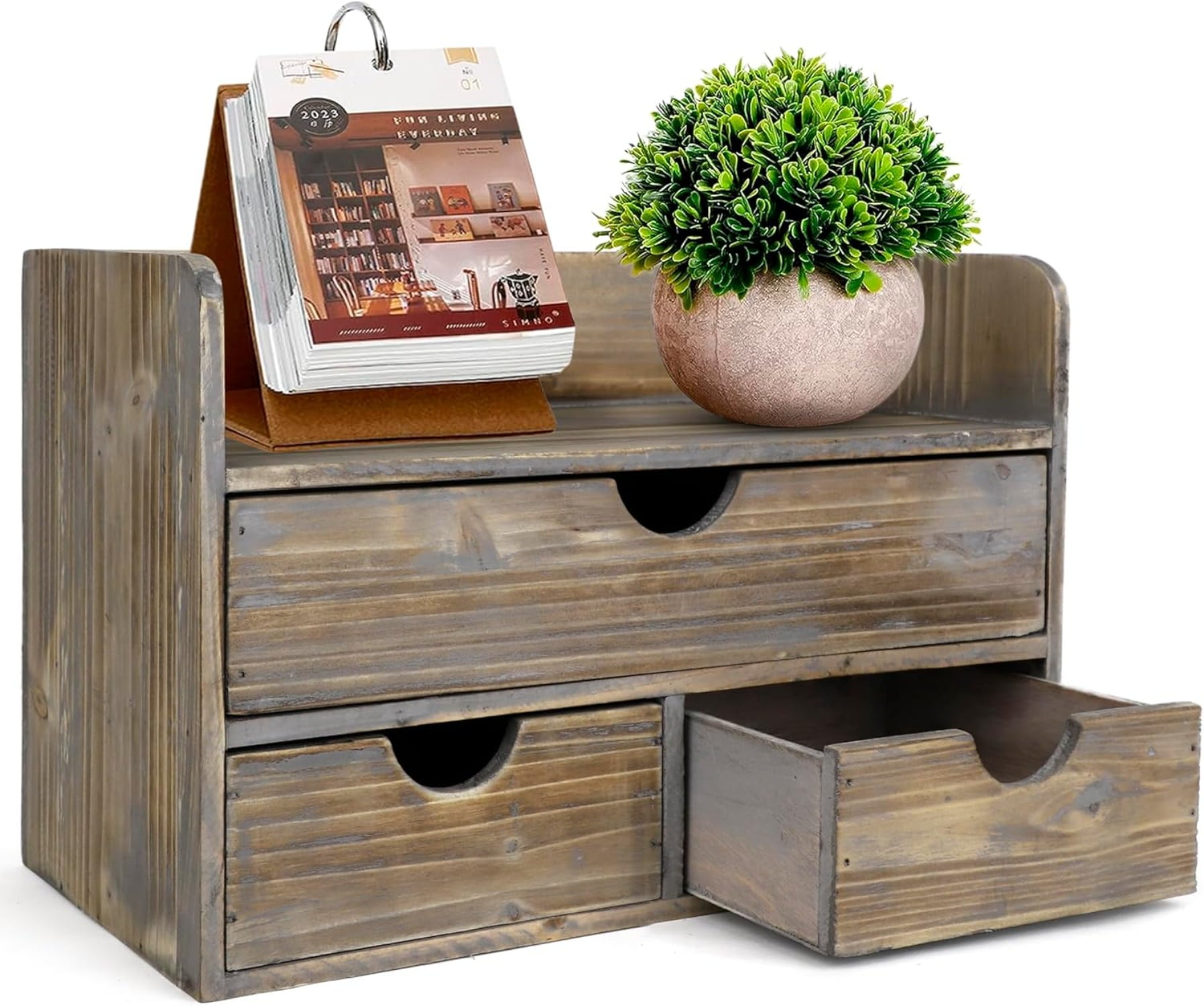 Wooden Office Desk Organizer - Organizing Tool for Desktop, Cubicle ...