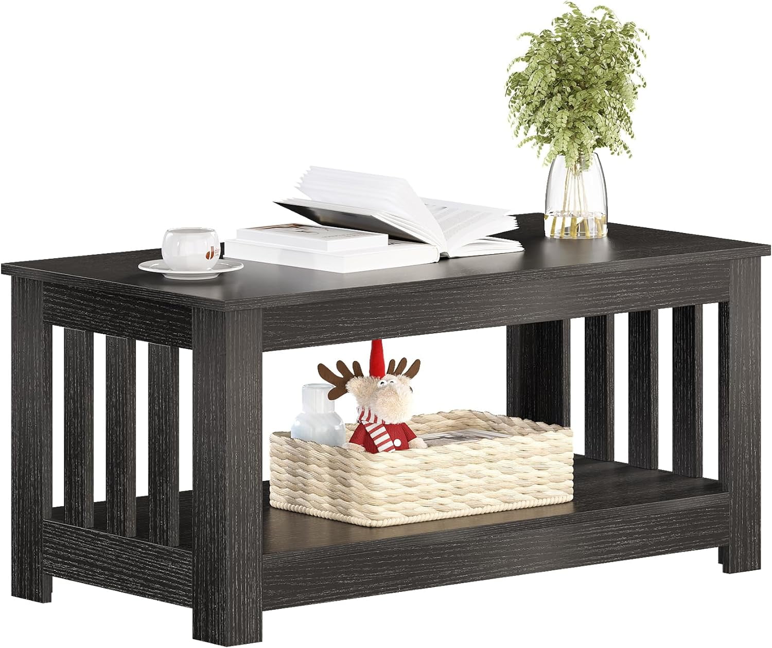 Wooden One Fits All Coffee Table - Black Coffee Table, 2-Tier ...