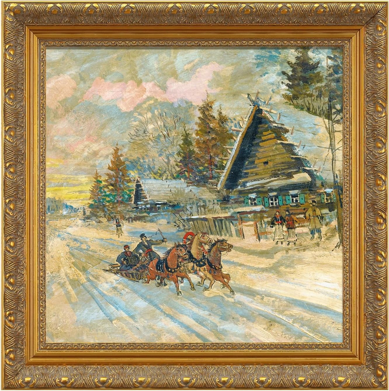 Wooden Open Back Frame for 8x8" Canvas Paintings, 2.4" Wide Ornate ...