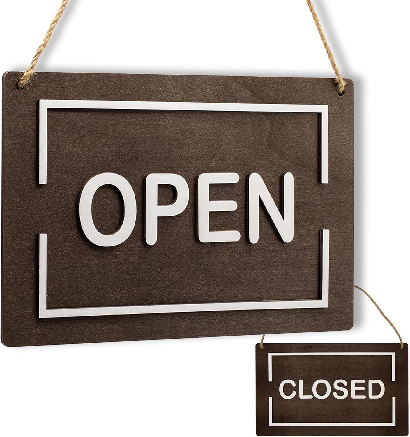 Wooden Open Closed Double Sided Hanging Sign (Design 1) - 11.5" x 7 ...