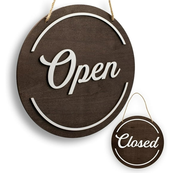 Shop Open and Closed Signs for Business in Bright and Wooden Styles