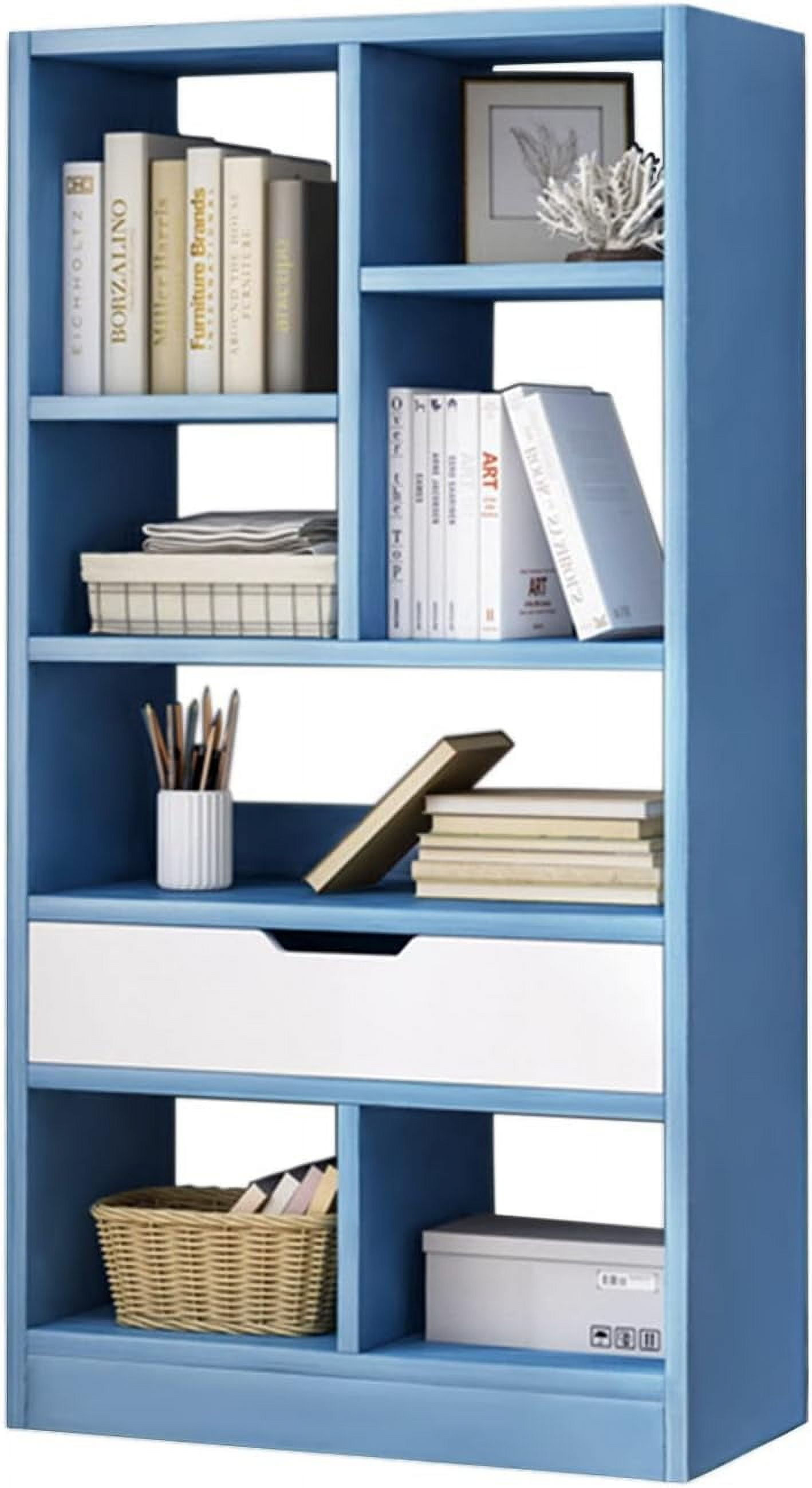 Wooden Open Shelf Bookcase - 51" Height Freestanding Display Storage ...