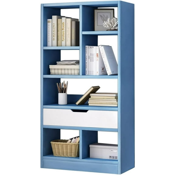 Wooden Open Shelf Bookcase - 71 Inches Tall Freestanding Display ...