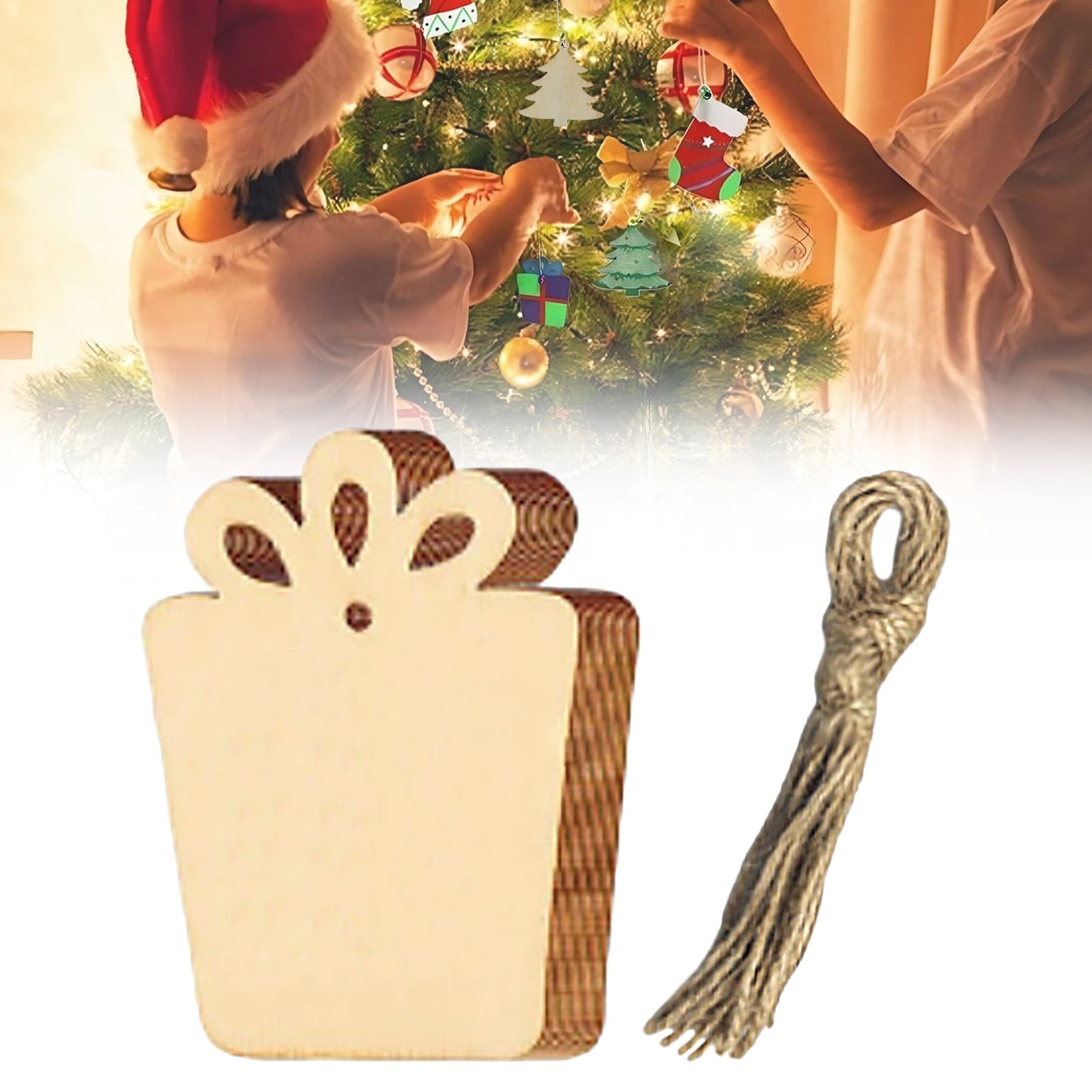 Wooden Ornaments Kit with Hanging Cords for Christmas Tree Decoration ...