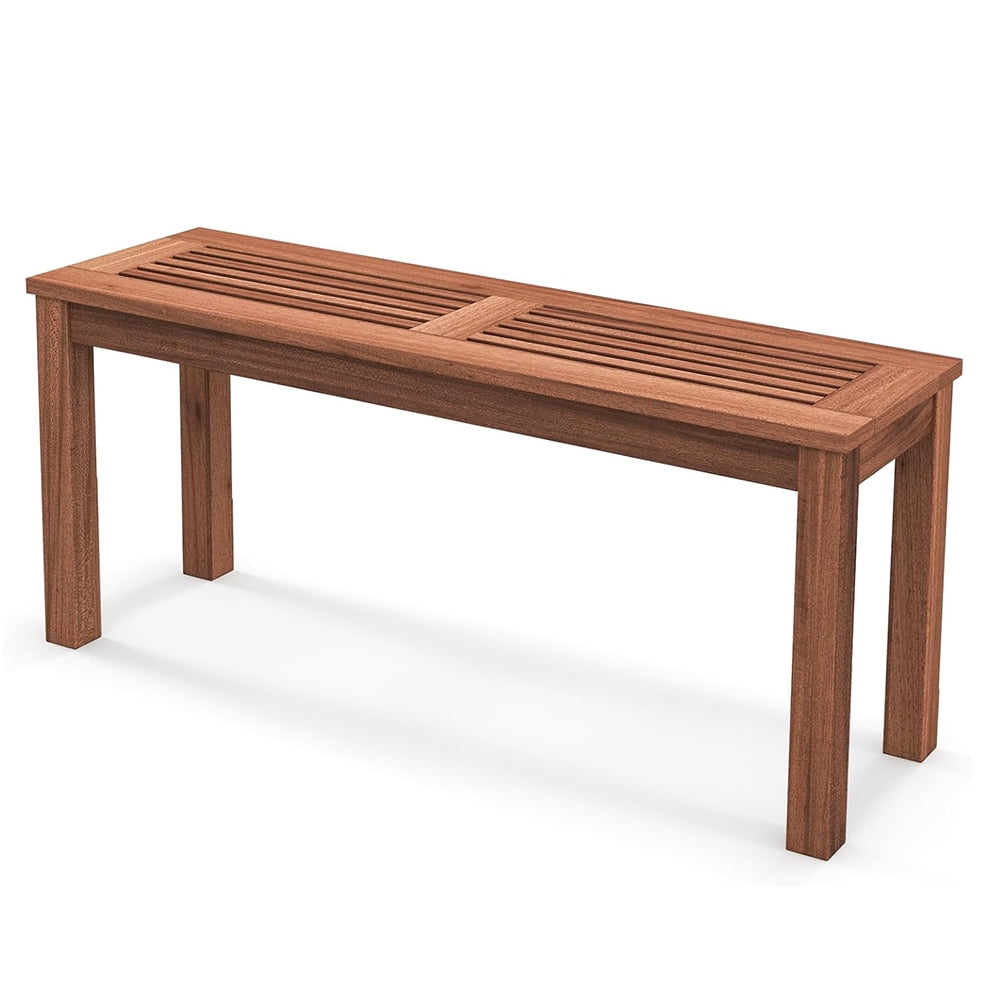 Wooden Outdoor Bench - Patio Bench with Slatted Seat, Garden Bench ...