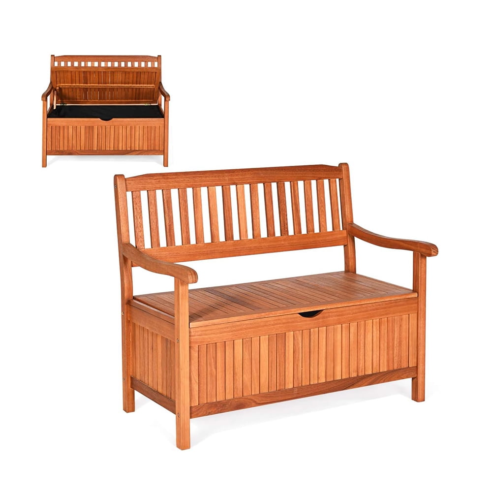 Wooden Outdoor Storage Bench, Large Deck Box, Entryway Storage Bench w ...