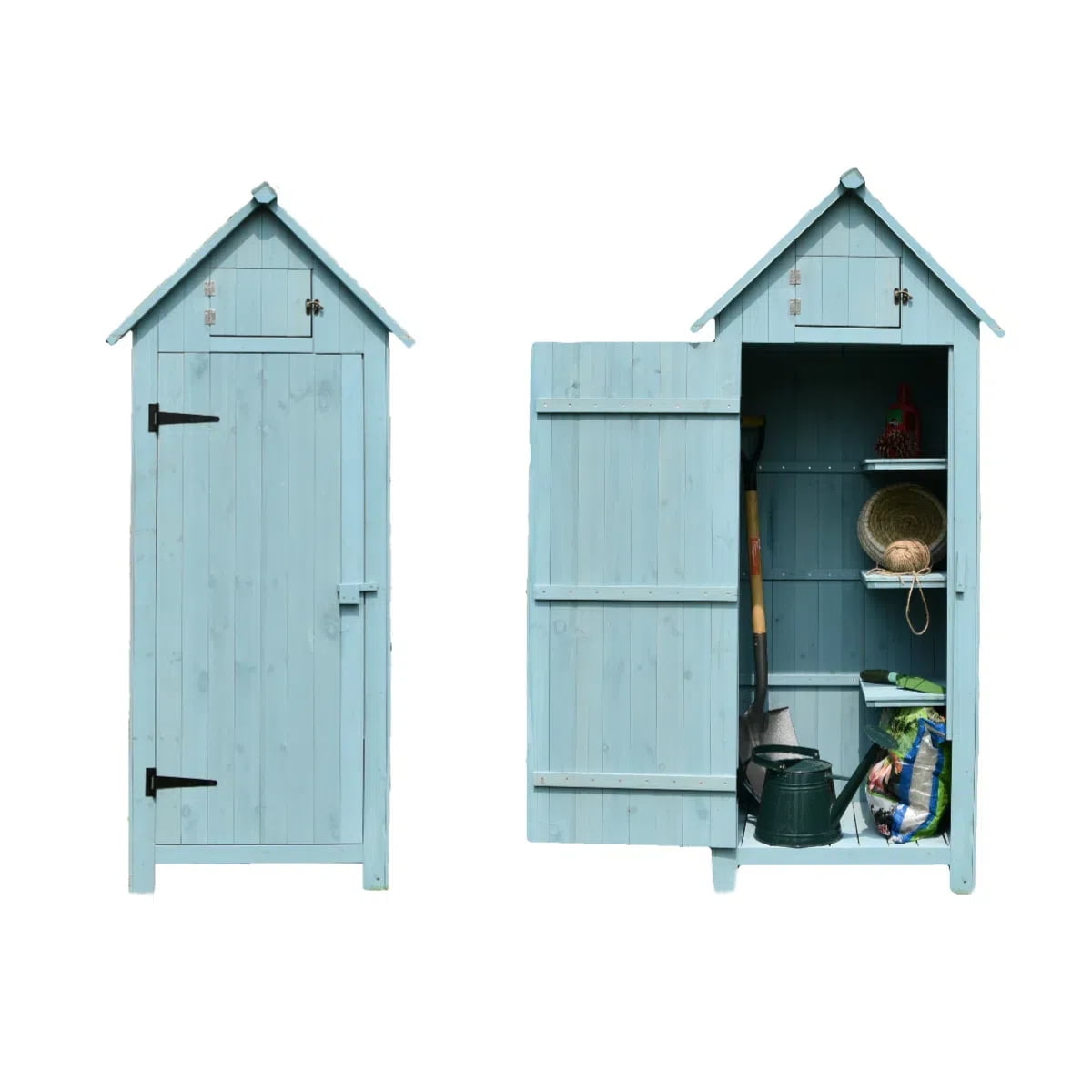 Wooden Outdoor Storage Cabinet with Shelves, 30.31"x21.38"x70.47 ...
