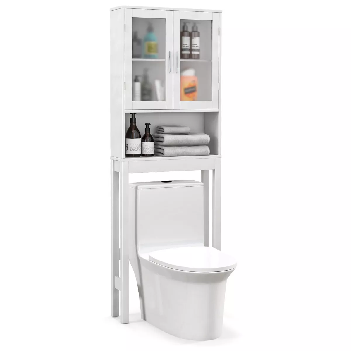 Wooden Over The Toilet Storage Cabinet Spacesaver Organizer Bathroom ...
