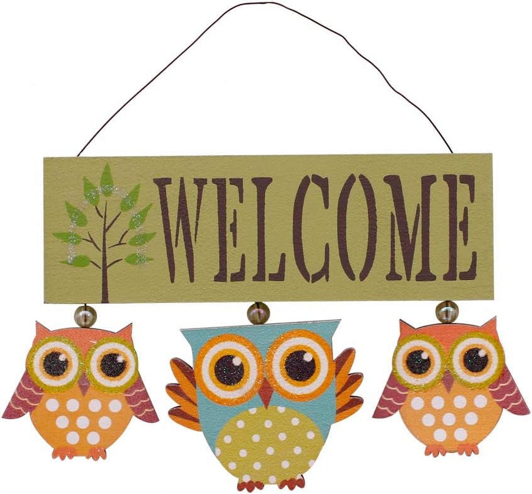 Wooden Owl Welcome Door Sign ative Hanging Welcome Sign for Front Door ...