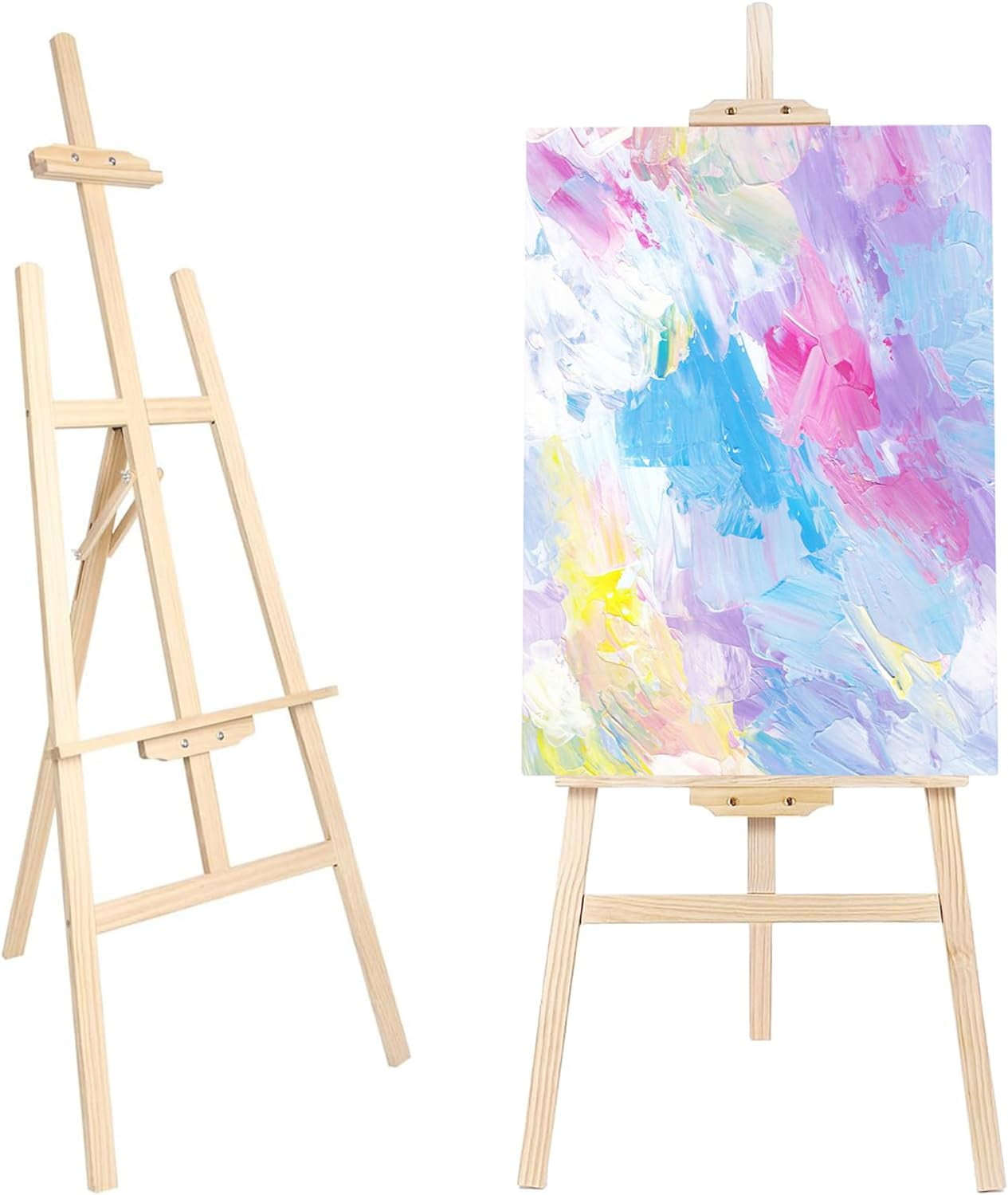 Wooden Painting Easel Stand, Adjustable＆Folds Flat for Storage, Ideal ...