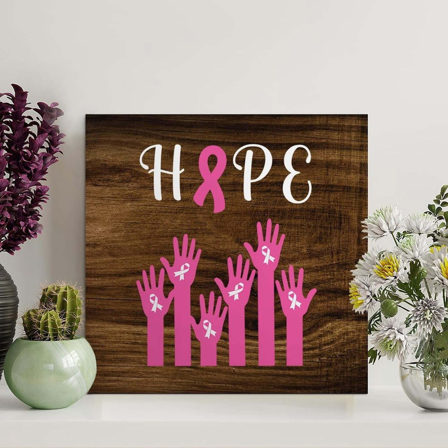 Wooden Pallet Sign Breast Cancer Reach Out Hand Hope Wood Signs 8x8in ...