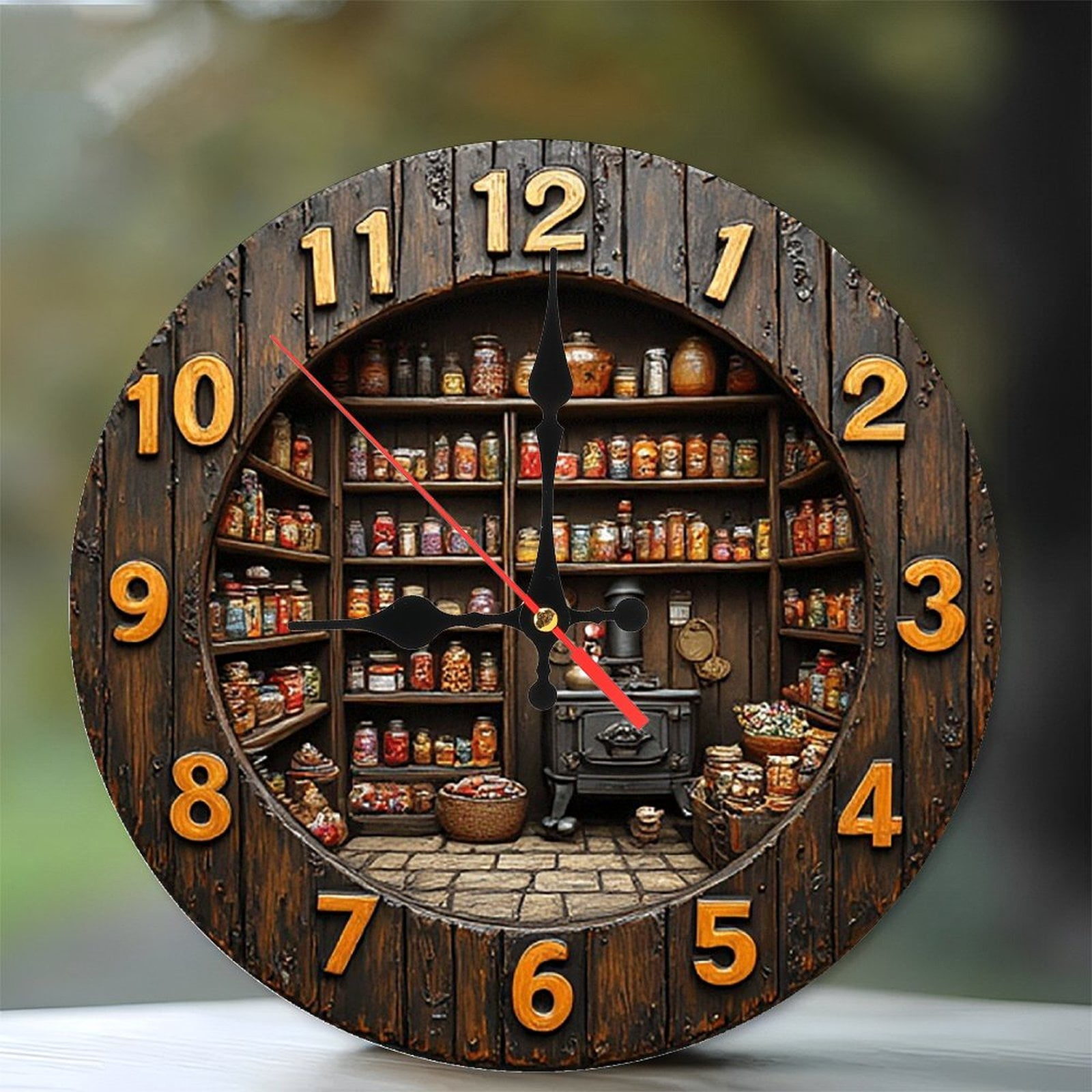 Wooden Pantry Clock Miniature Grocery Store Wall Clock 10-Inch Silent ...