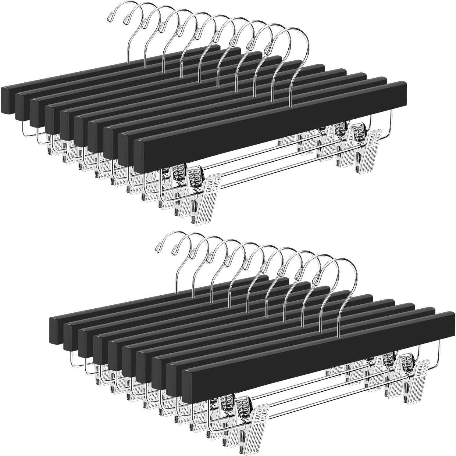 Wooden Pants Hangers with Adjustable Clips, 360°Swivel Hook Space ...