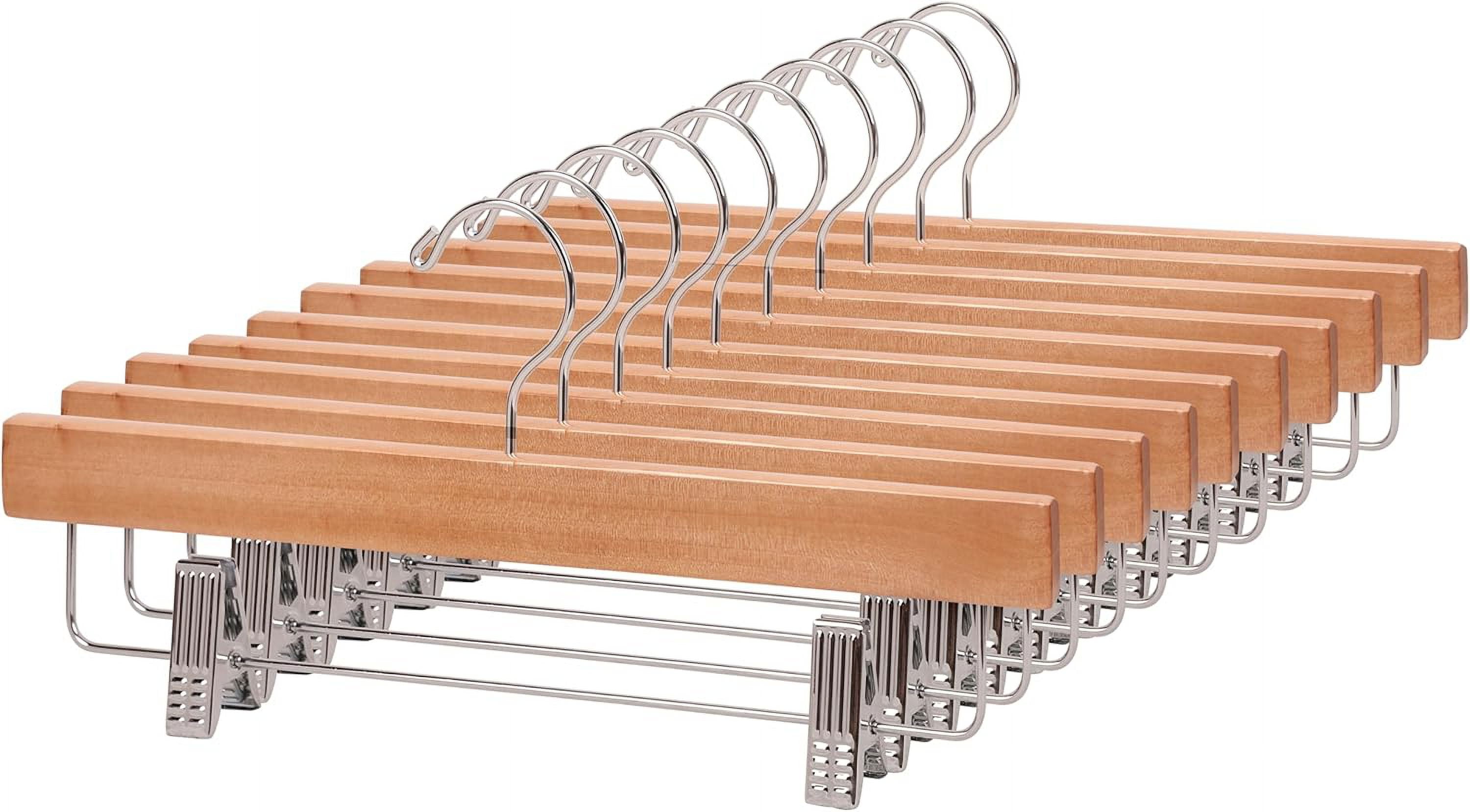 Wooden Pants Hangers, Solid Wood Bottom Jeans Skirt Hanger with 2 ...