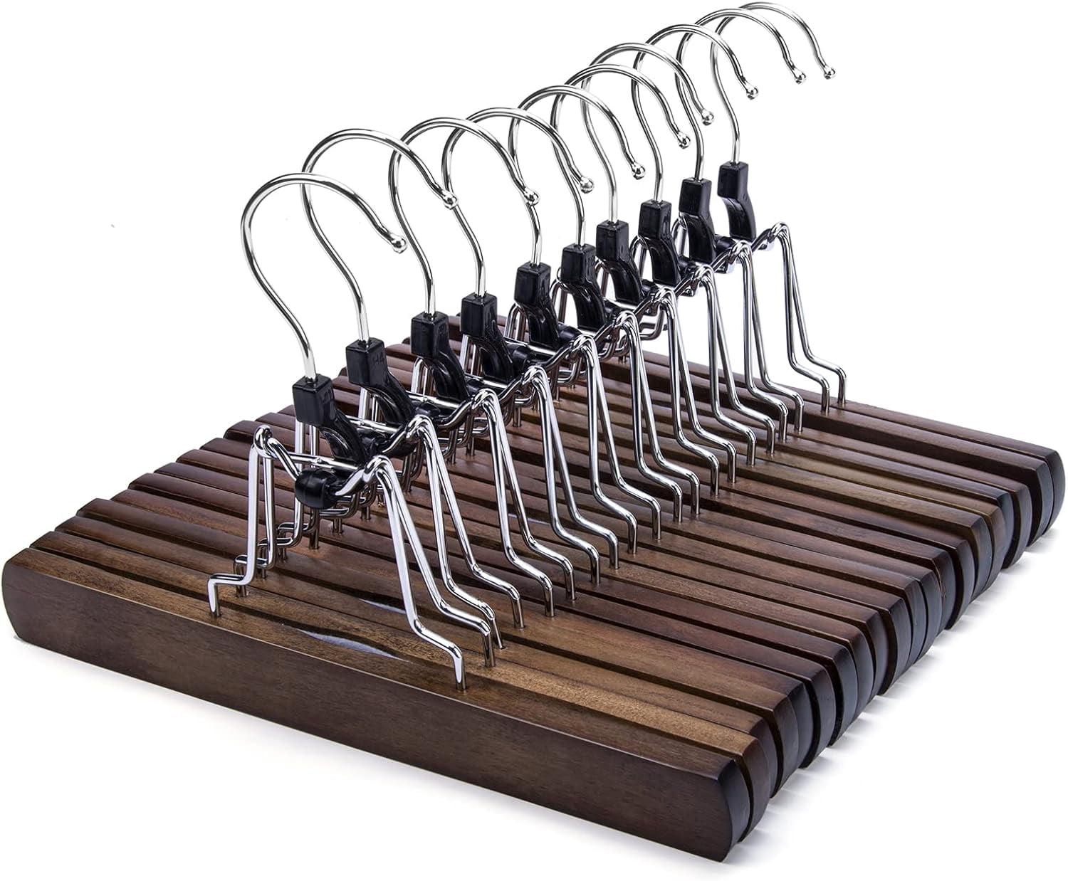 Wooden Pants Skirt Hangers, Smooth Finish Solid Non Slip Jeans Slack ...