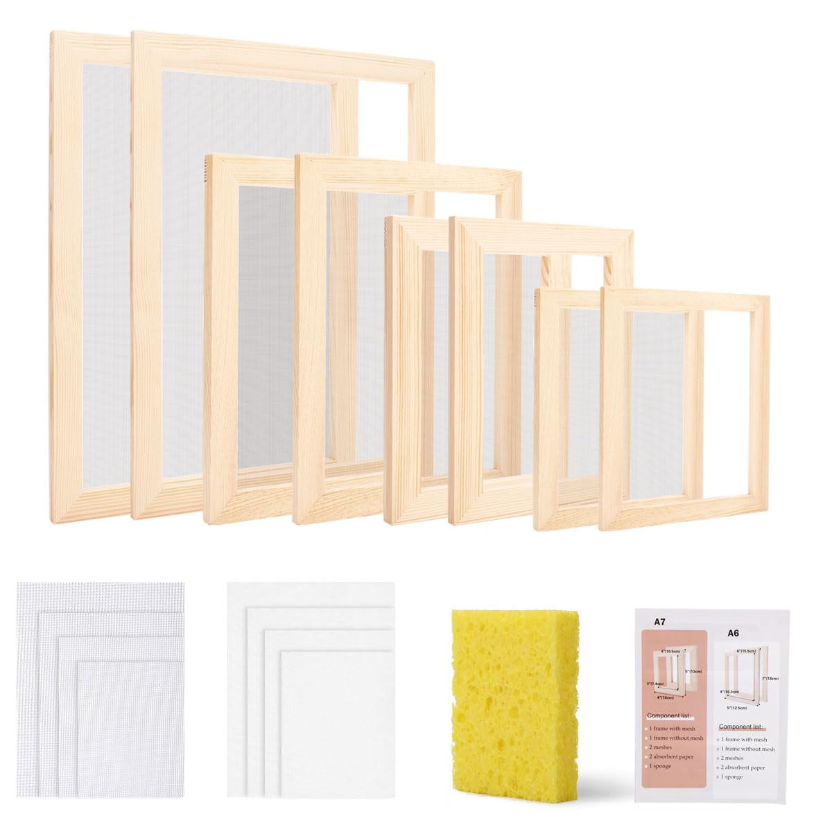 Wooden Paper Making Screen Kit Set, 4 Sizes Mould and Deckle for ...