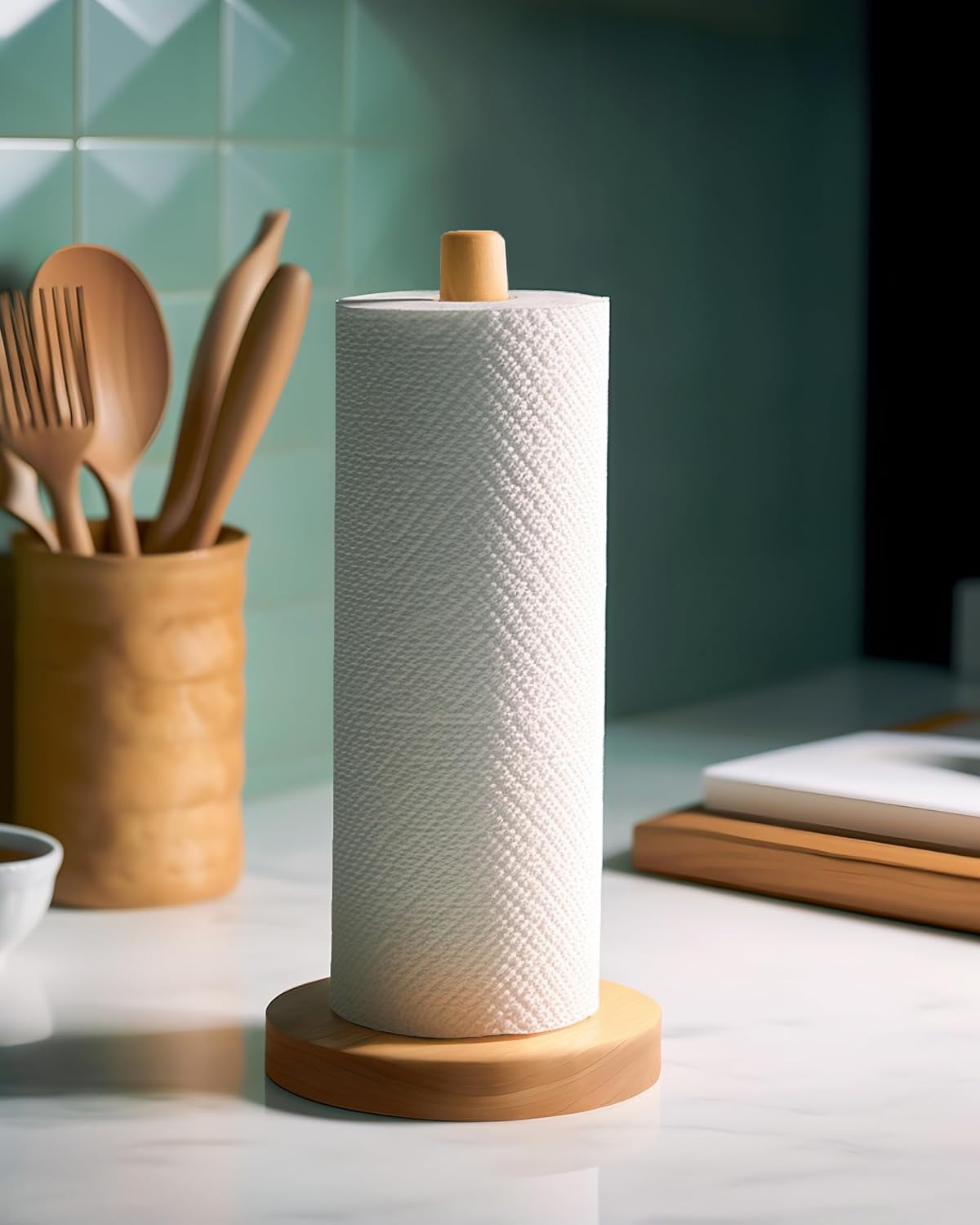 Wooden Paper Towel Holder Countertop - Solid Freestanding Paper Towel ...