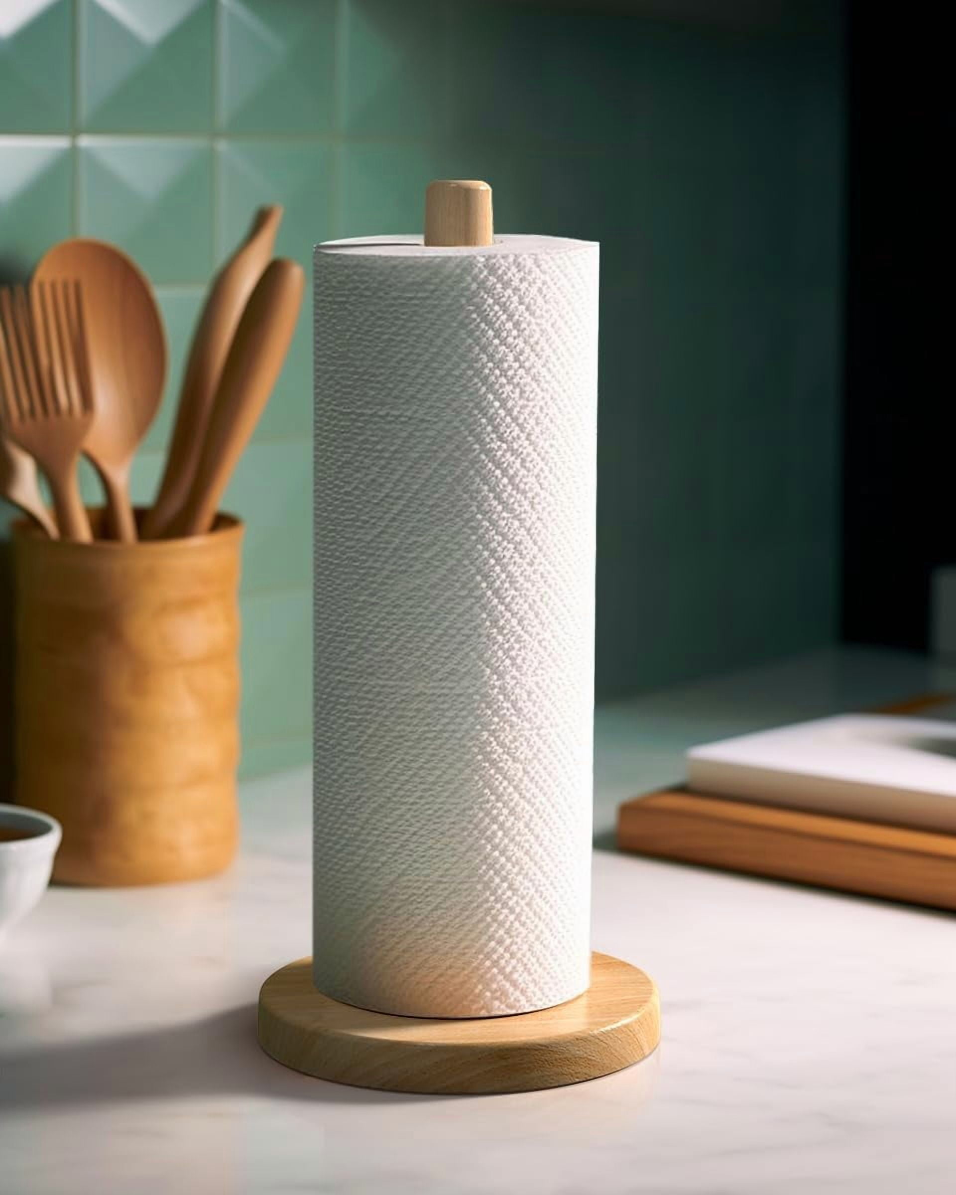 Wooden Paper Towel Holder Countertop - Solid Freestanding Paper Towel ...
