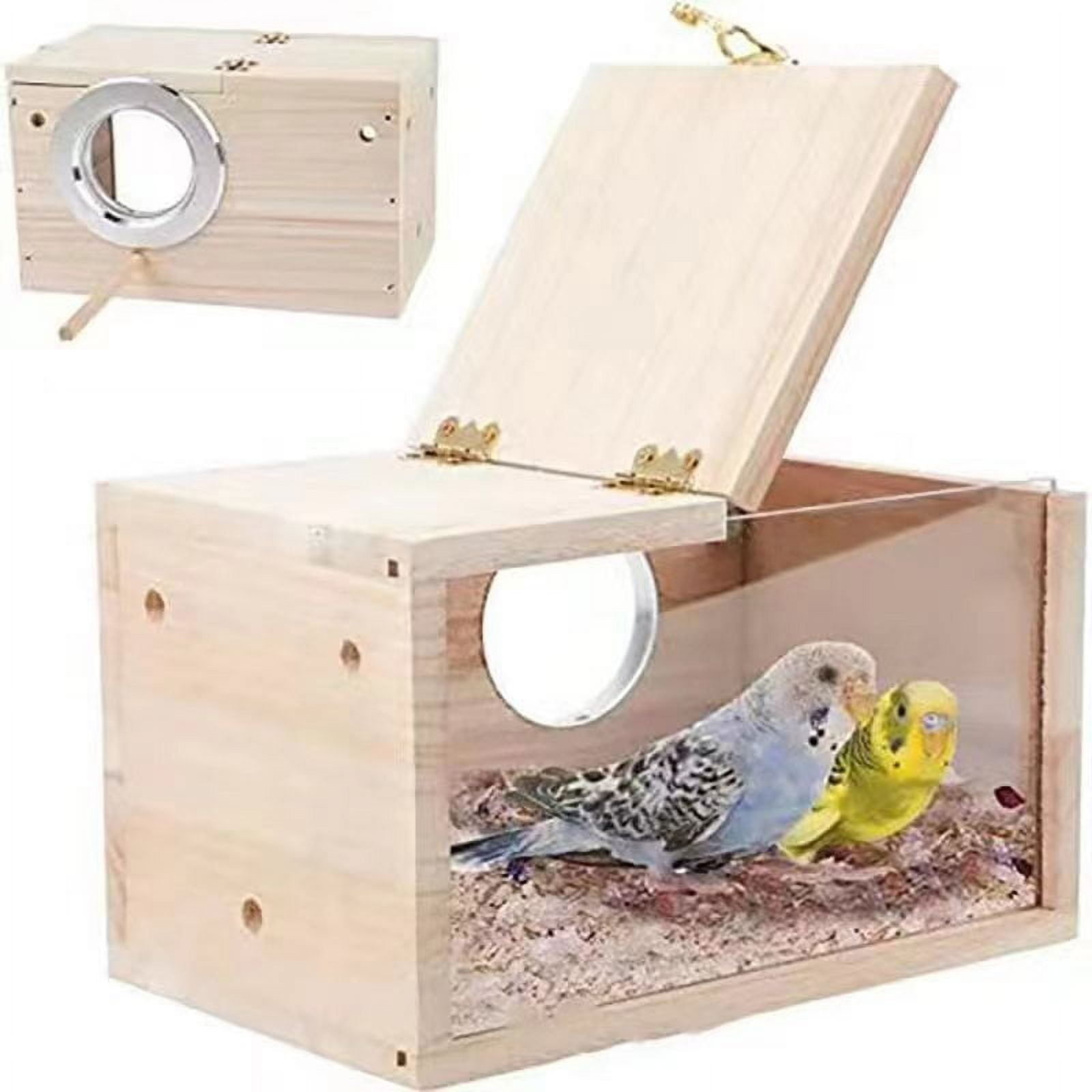 Wooden Parakeet Nest Birdhouse Outdoor Garden Decor Parrot Breeding Box ...